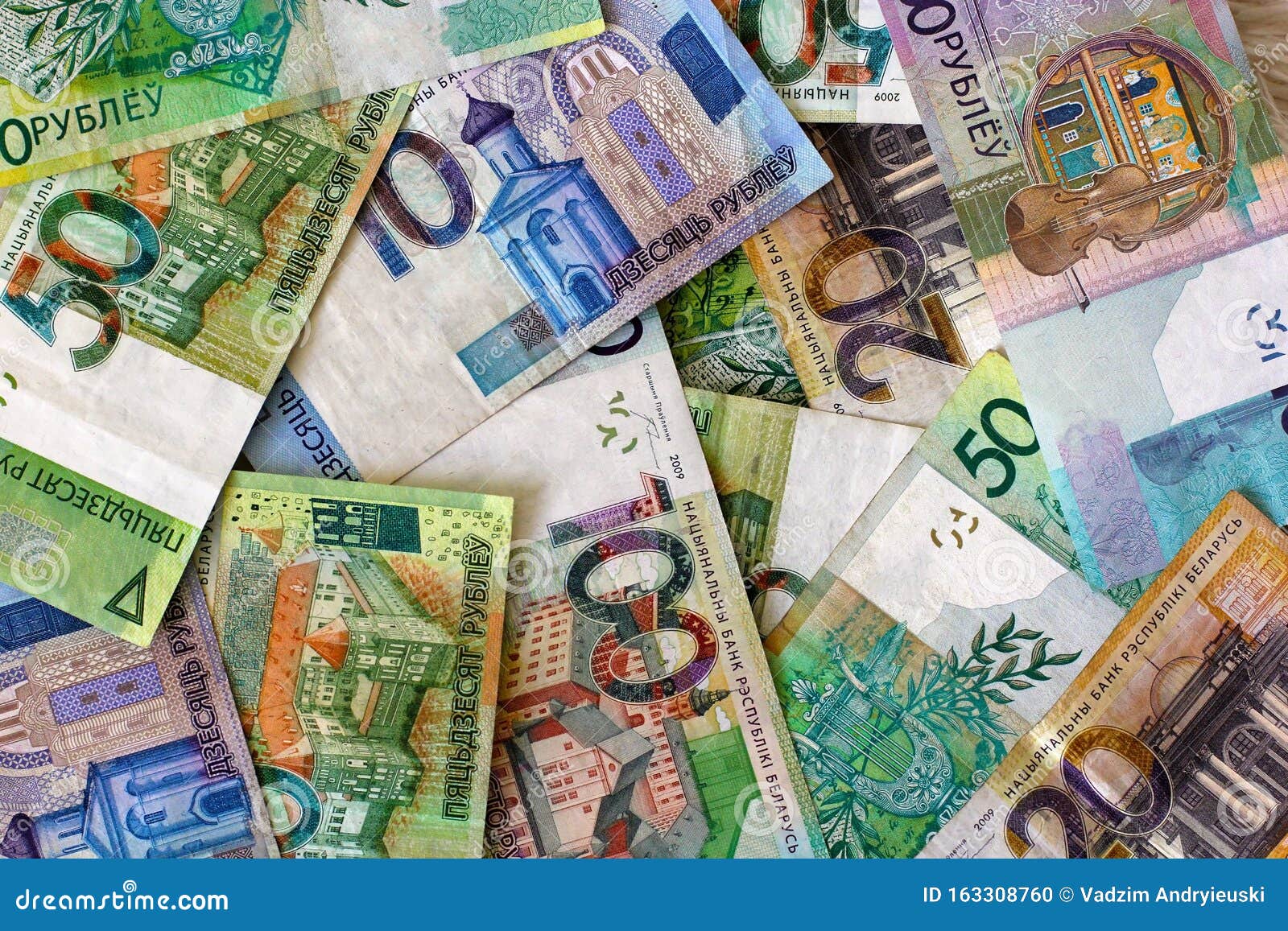 Belarusian Rubles Banknotes. National Currency of Belarus Stock Photo ...