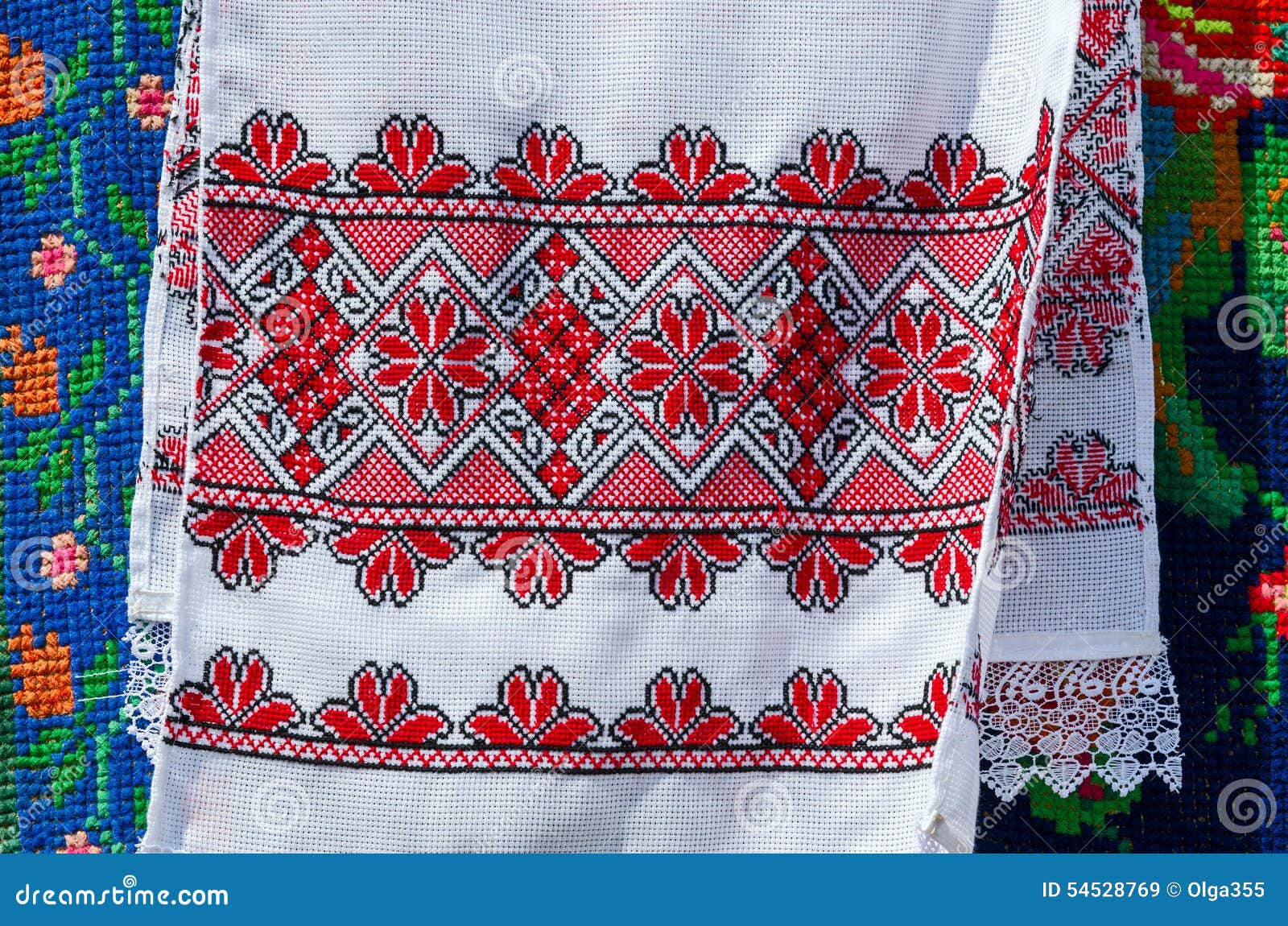 Belarusian Towels with Embroidered Traditional Ornament Stock Image ...