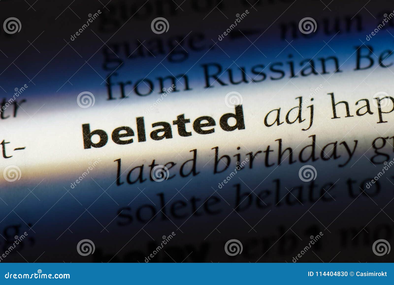 Belated stock photo. Image of paper, book, text, concept - 114404830