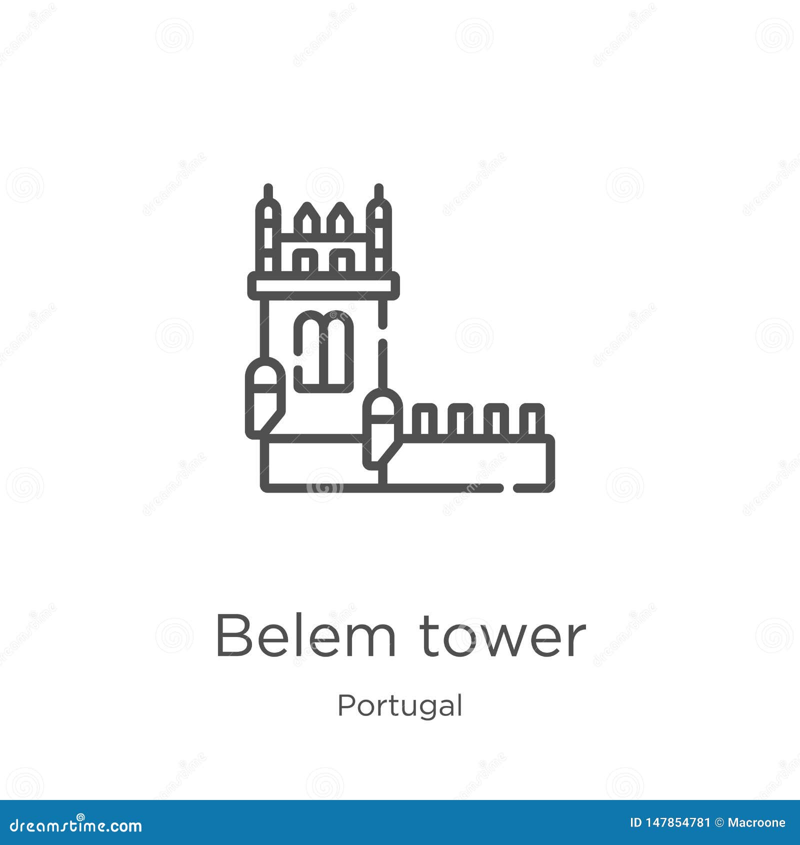 Belem Tower Icon Vector from Portugal Collection. Thin Line Belem Tower ...