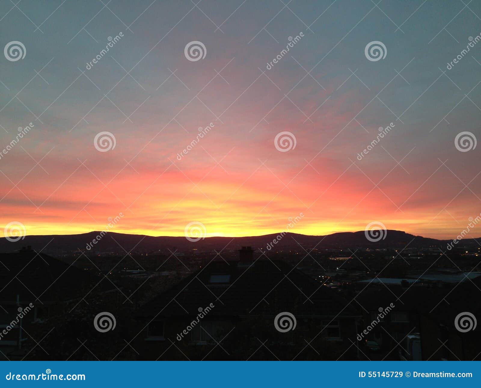 Belfast City Sunset stock image. Image of hills, belfast - 55145729