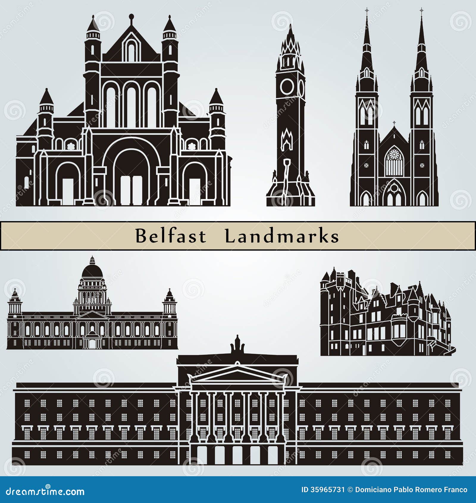 Belfast Landmarks stock vector. Illustration of place - 35965731