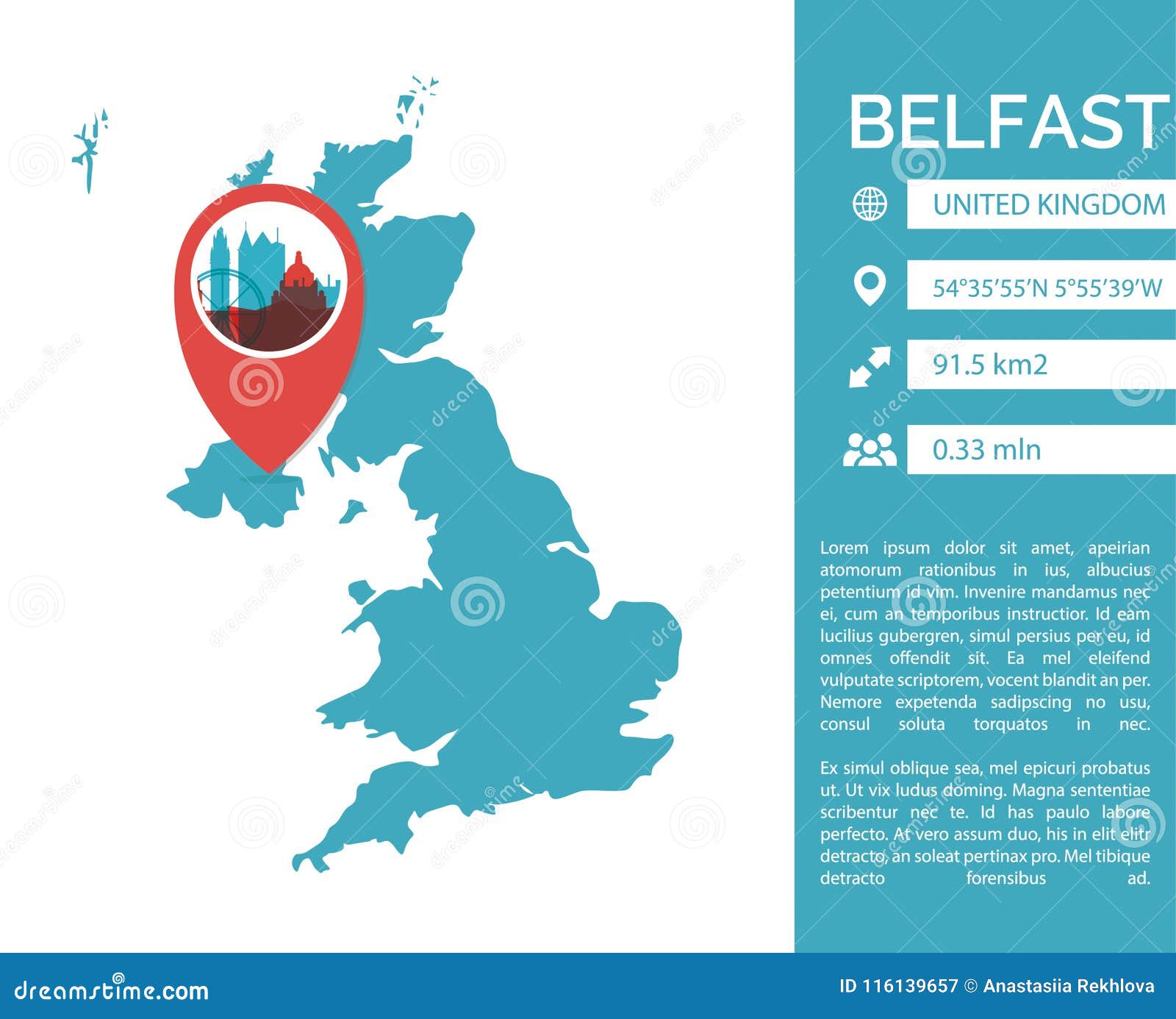 Belfast Map Infographic Vector Isolated Illustration Stock Vector ...