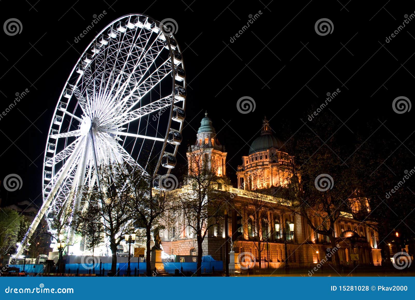 Belfast Wheel at the City Hall Stock Photo - Image of hall, lights ...