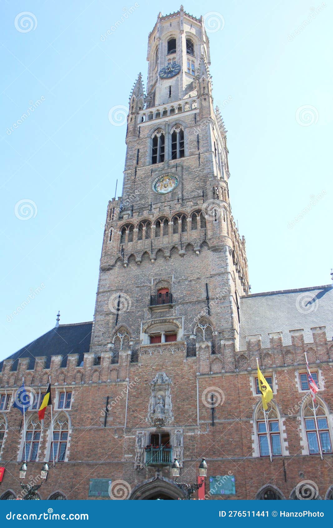 Belfort of Bruges City in Belgium Stock Image - Image of historic ...
