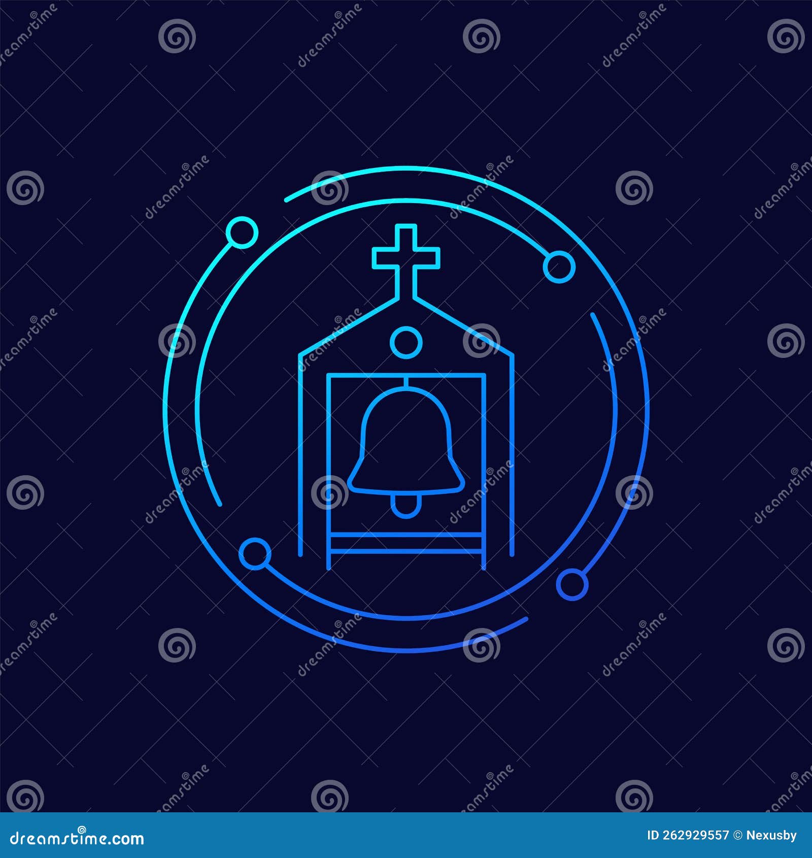Belfry, Bell Icon, Line Vector Stock Vector - Illustration of building ...