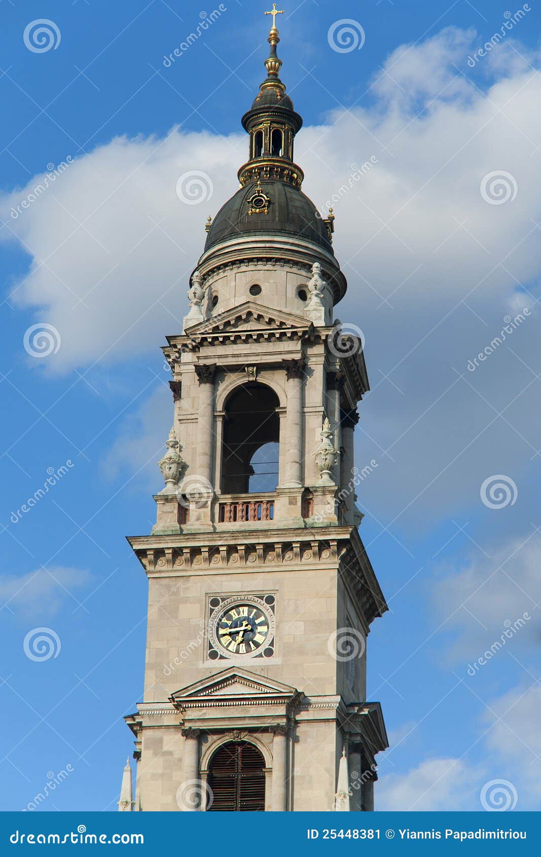 Belfry at Blue Sky in Budapest Stock Image - Image of marble, arch ...