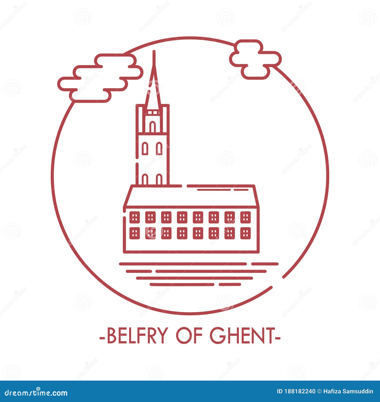 Belfry of Ghent. Vector Illustration Decorative Design Stock Vector ...