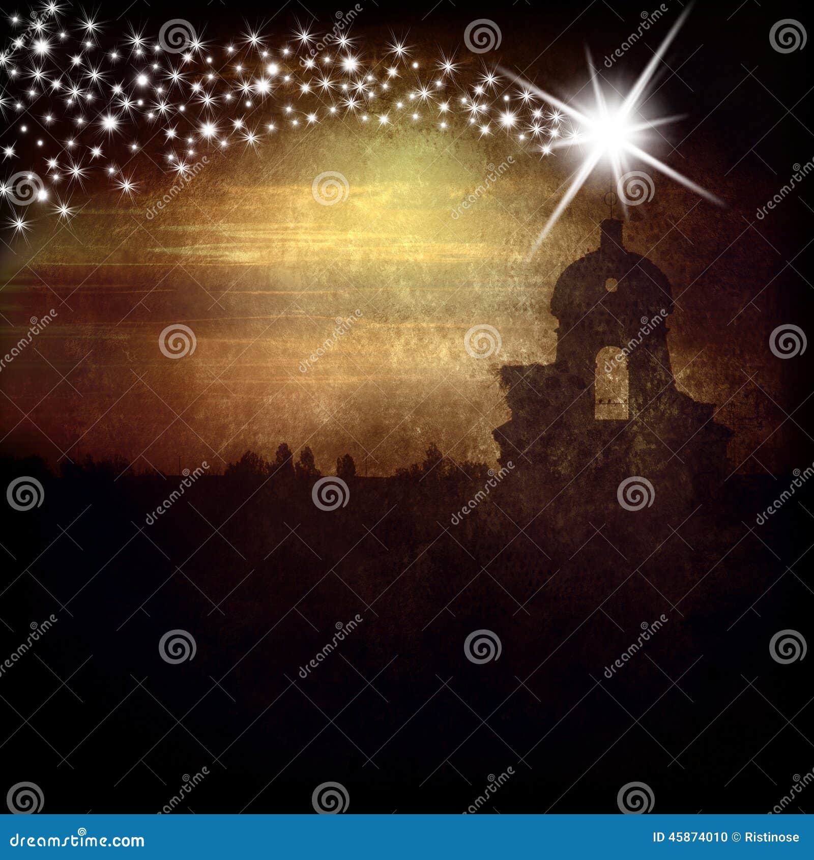 Star Of Bethlehem, Or Christmas Star, Starry Sky Over Mountains And ...