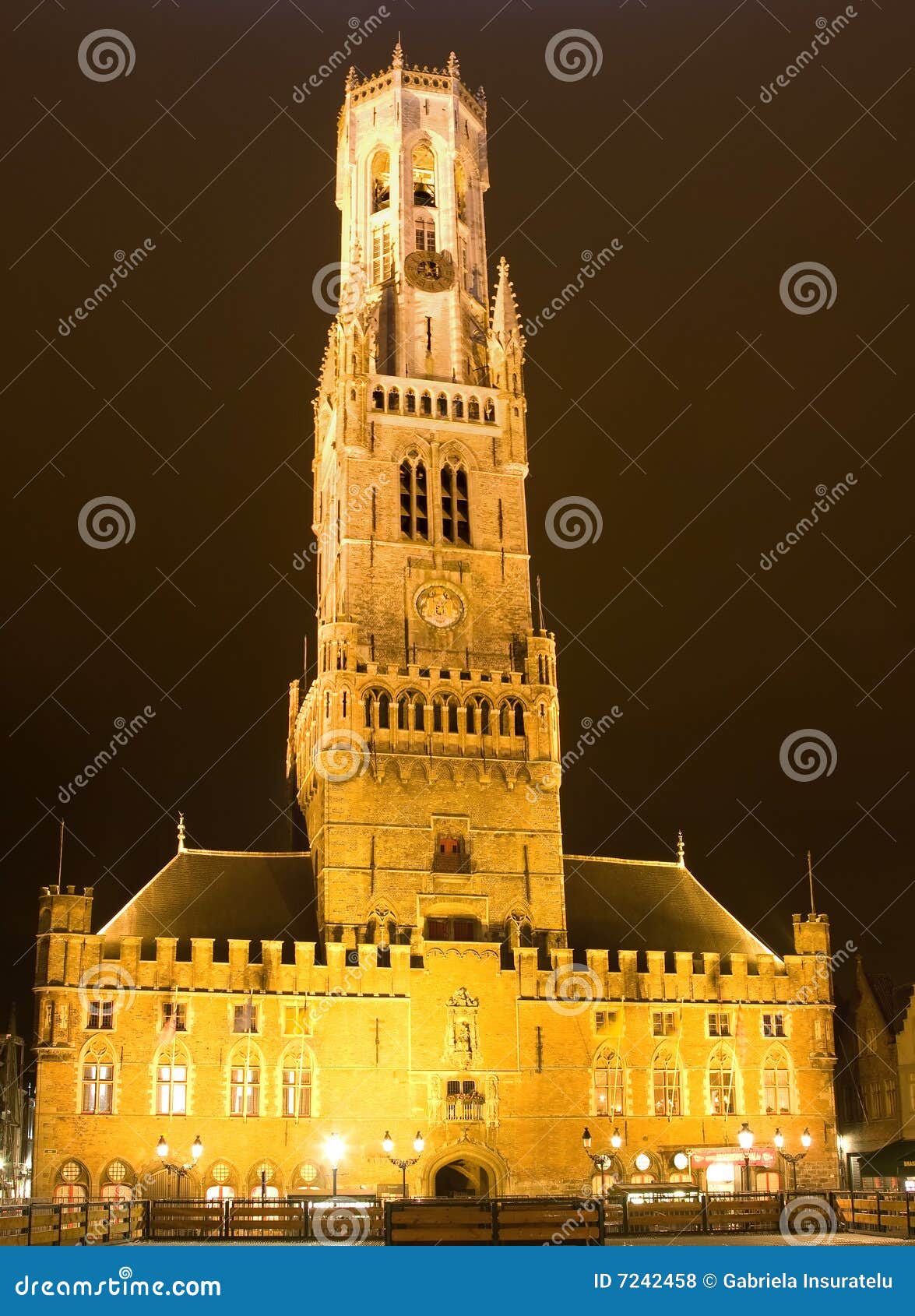 Belfry tower stock photo. Image of evening, heritage, belgium - 7242458