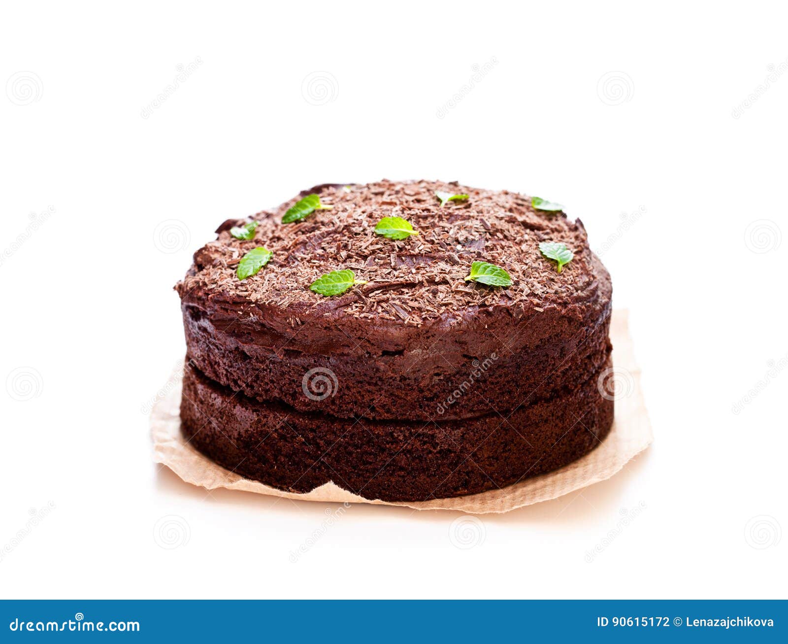 Belgian Chocolate Fudge Cake Isolated on White Stock Photo - Image of ...