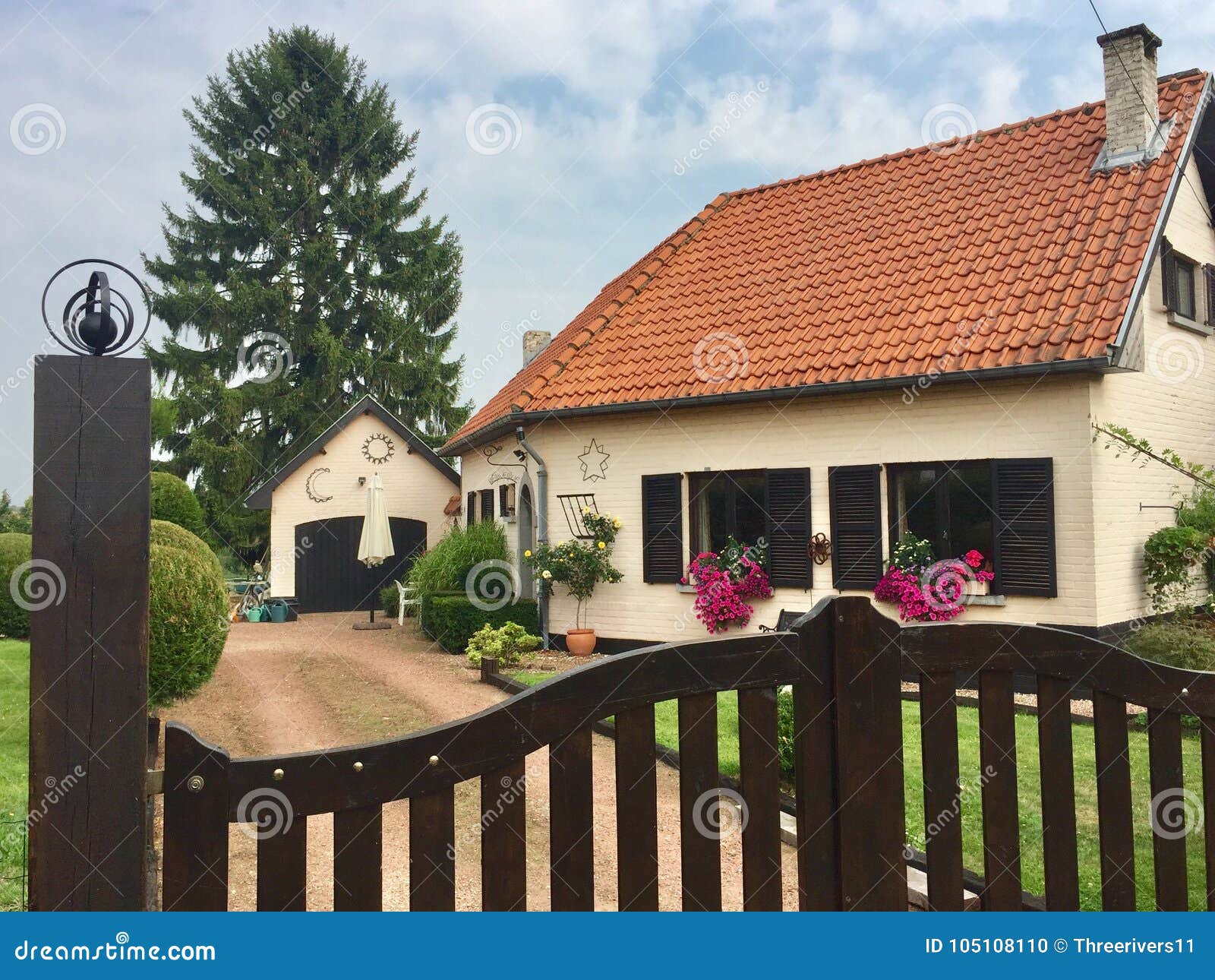 Belgian Country House stock photo. Image of design, landscaping - 105108110
