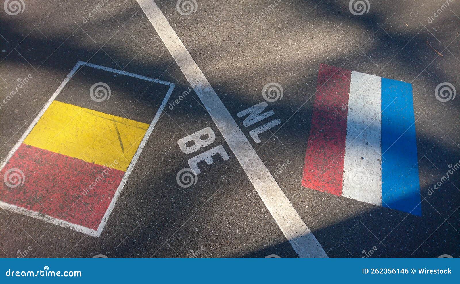 Belgian and Dutch Border with Flags Stock Photo - Image of peace ...