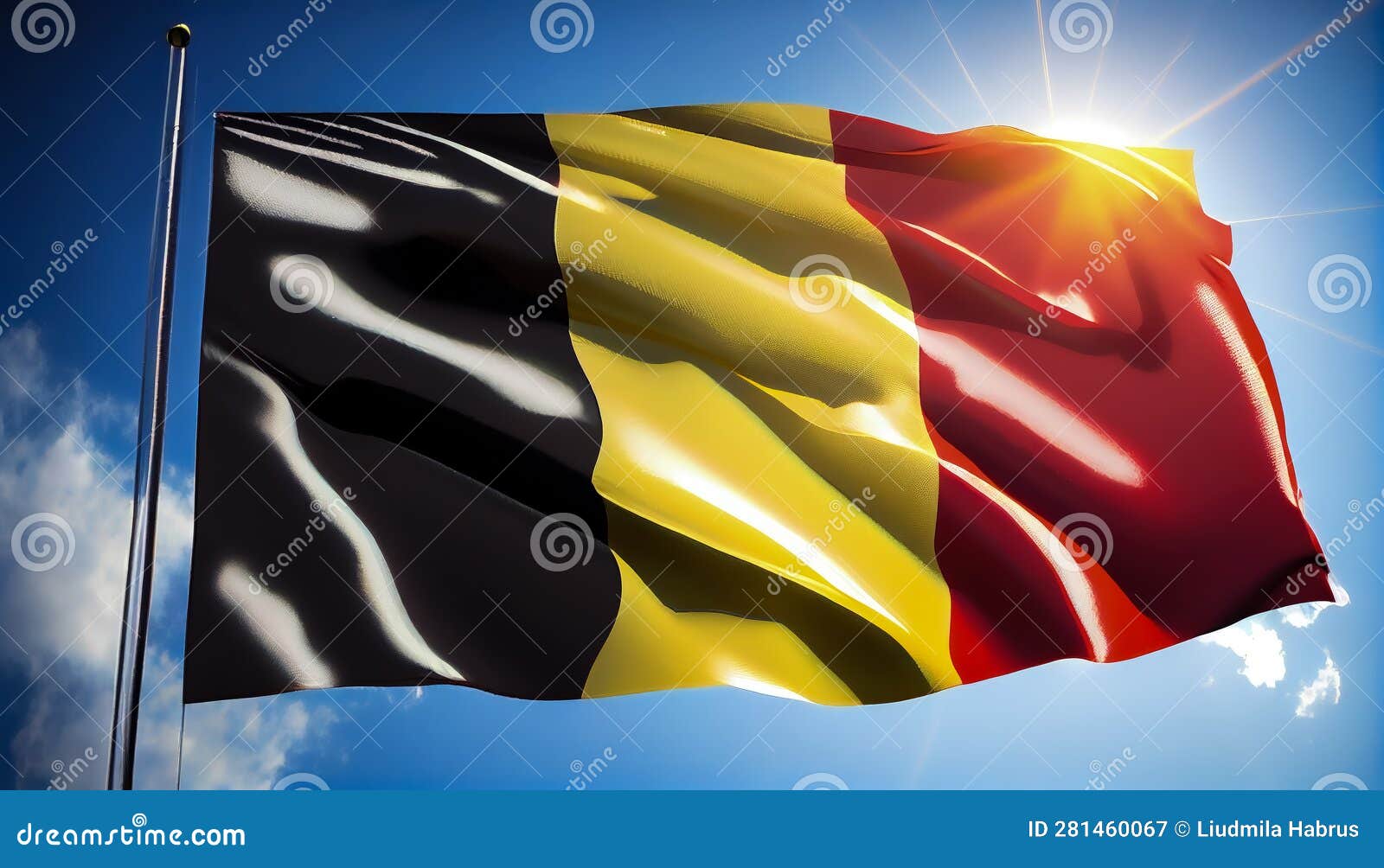 Belgian Flag on a Light Sky. Generative AI Stock Illustration ...