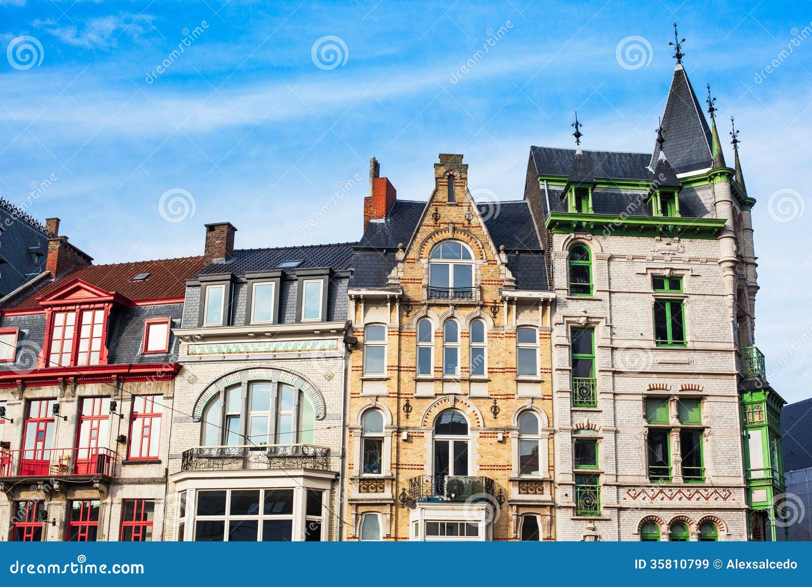 Belgian house stock image. Image of tower, street, building - 35810799