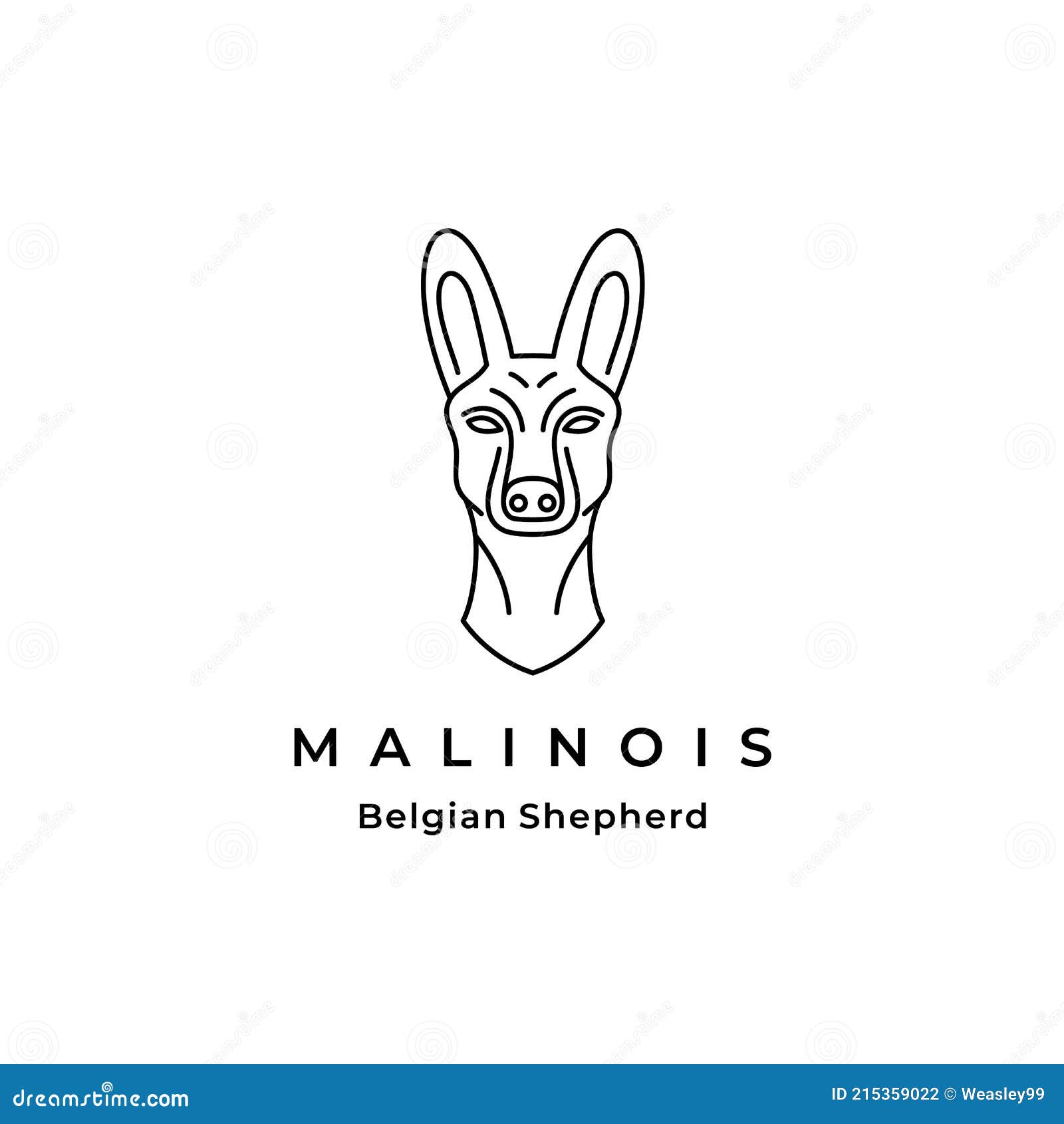 Belgian Malinois Dog Line Art Logo Design Stock Vector - Illustration ...