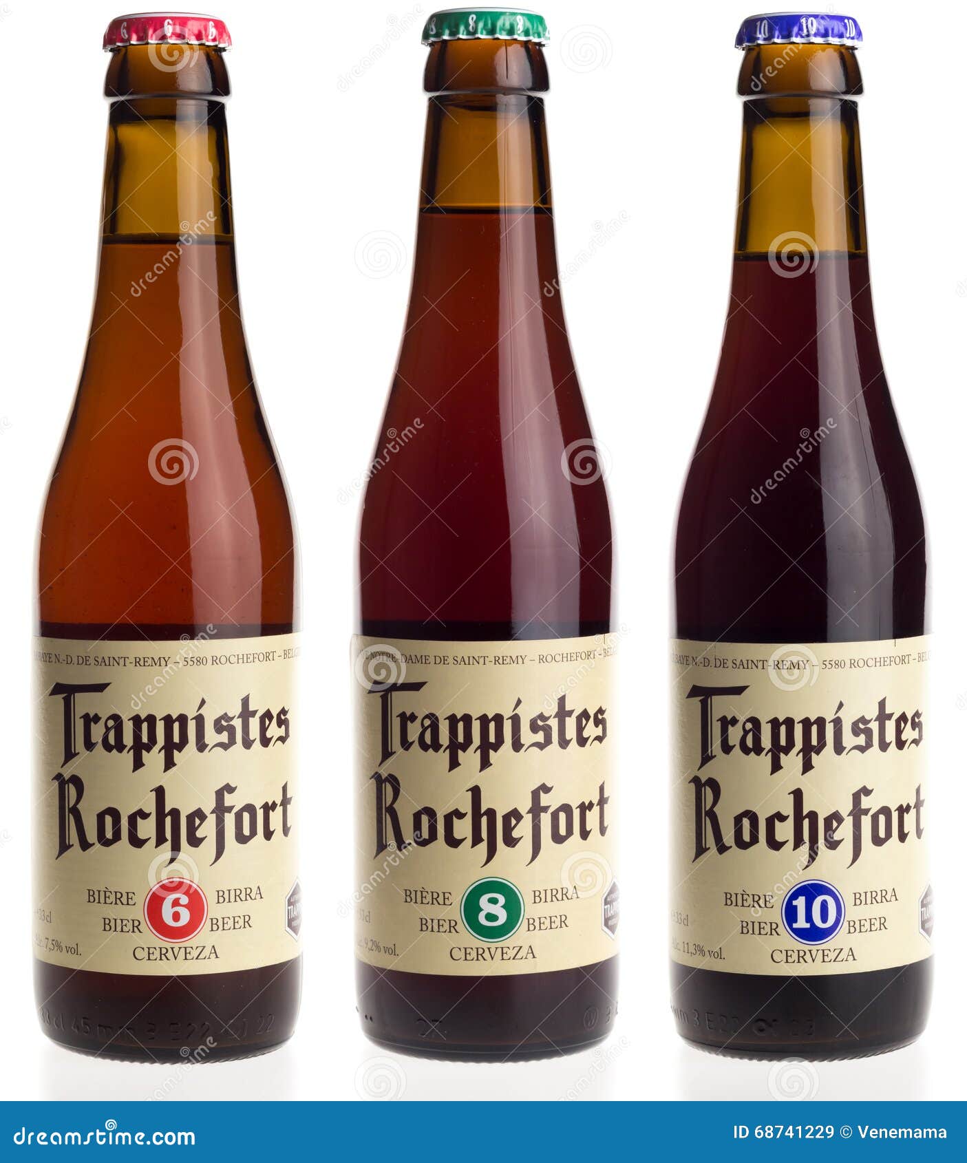 Belgian Trappist Beer Rochefort 6, 8, and 10 Isolated on White ...