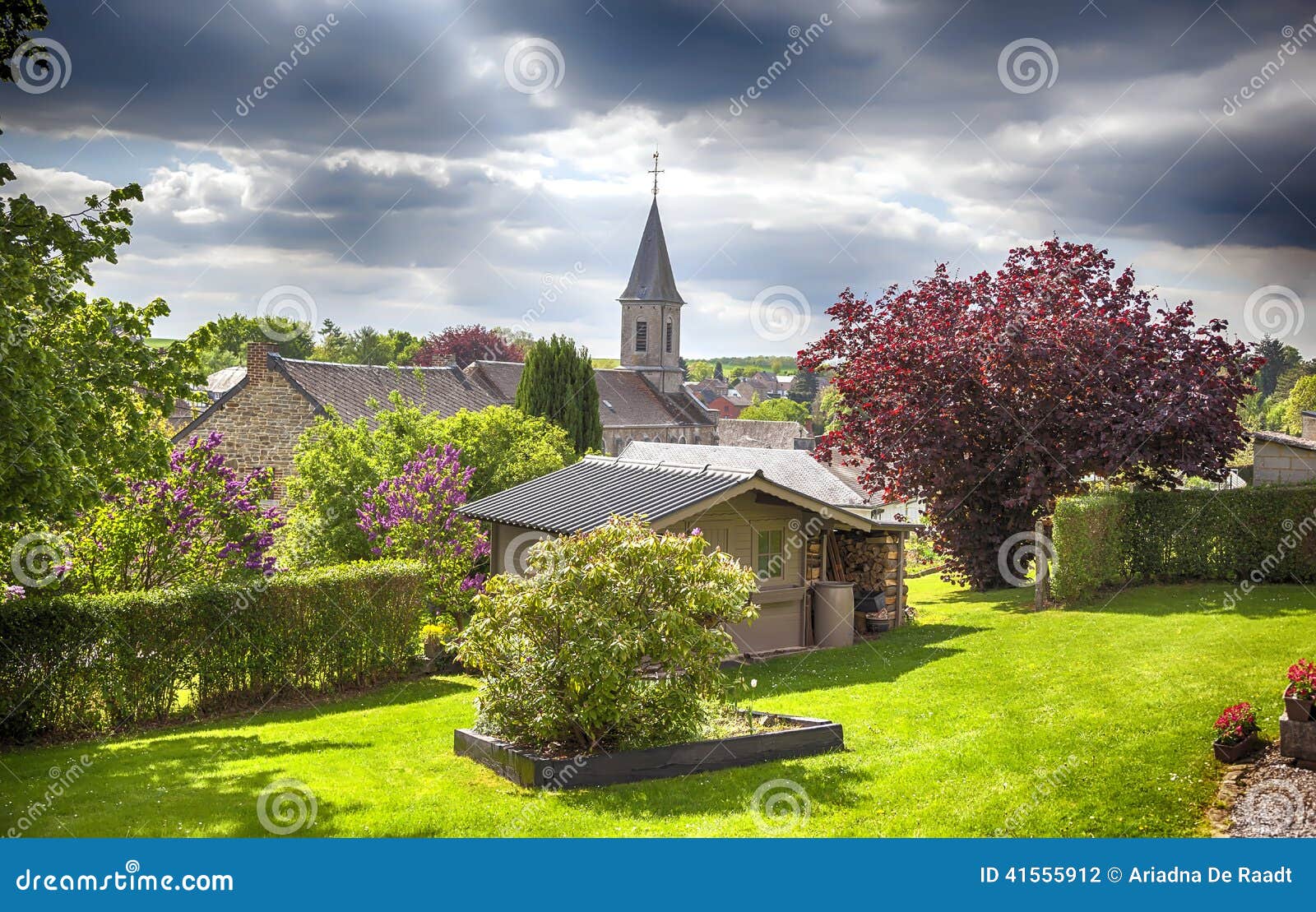Belgian village stock photo. Image of europe, blue, grass - 41555912
