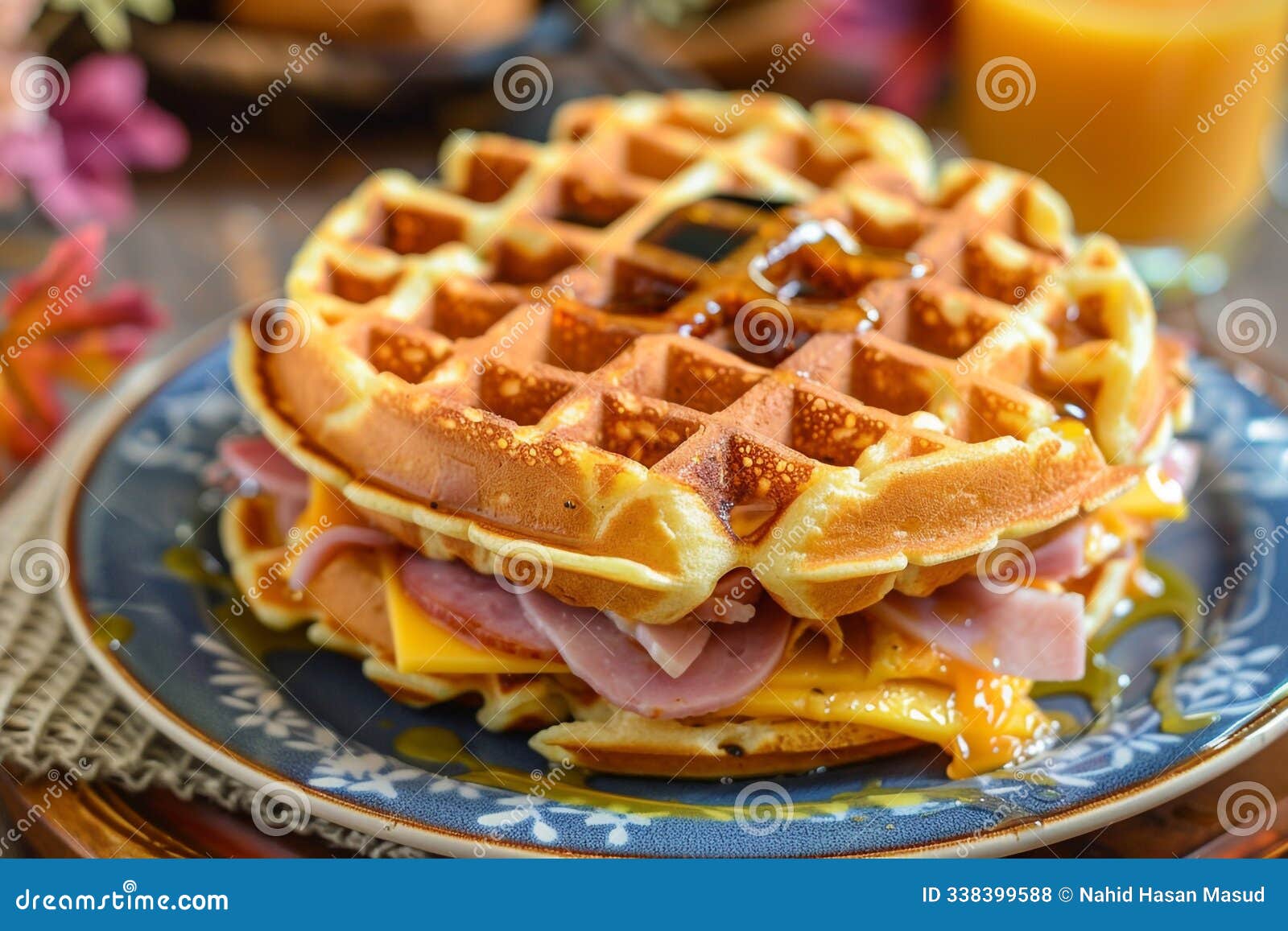 Waffle Breakfast Flyer. Cafe Bakery Advertising With Delicious Belgian ...
