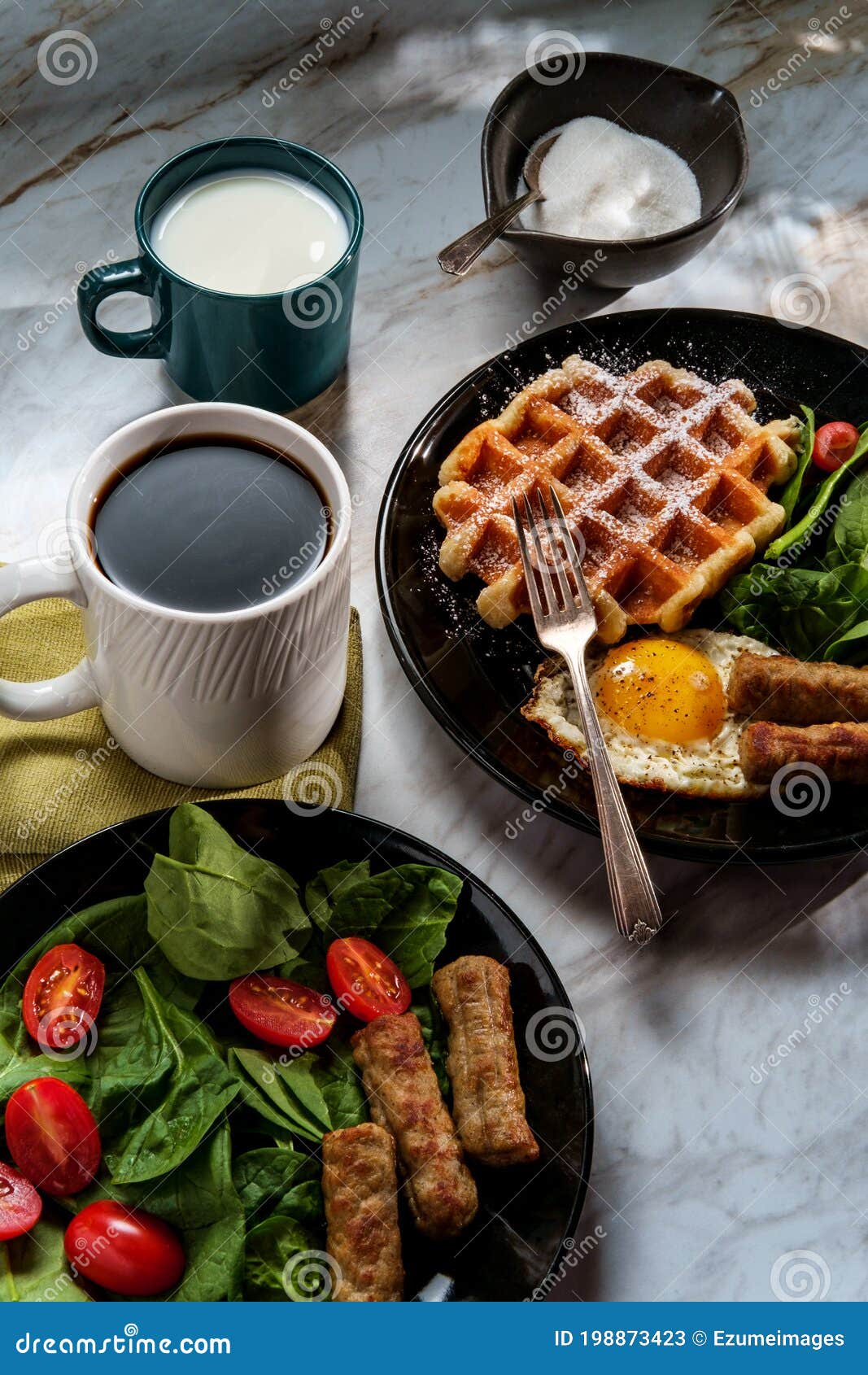 Belgian Waffle Breakfast stock image. Image of food - 198873423