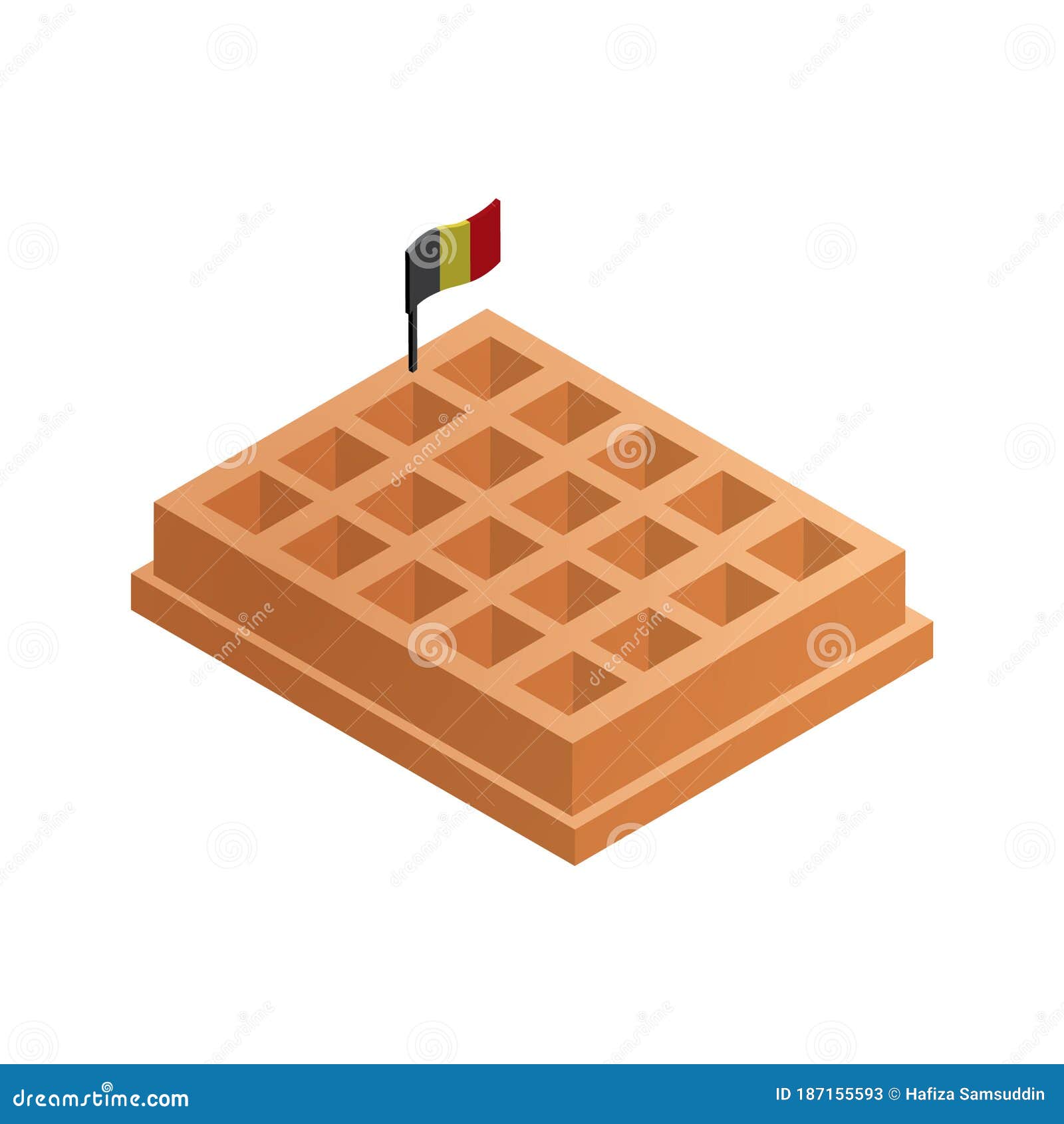 Belgian Waffle with Flag. Vector Illustration Decorative Design Stock ...