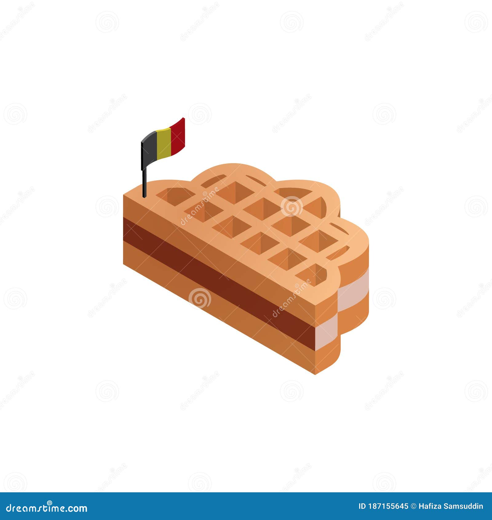 Belgian Waffle with Flag. Vector Illustration Decorative Design Stock ...