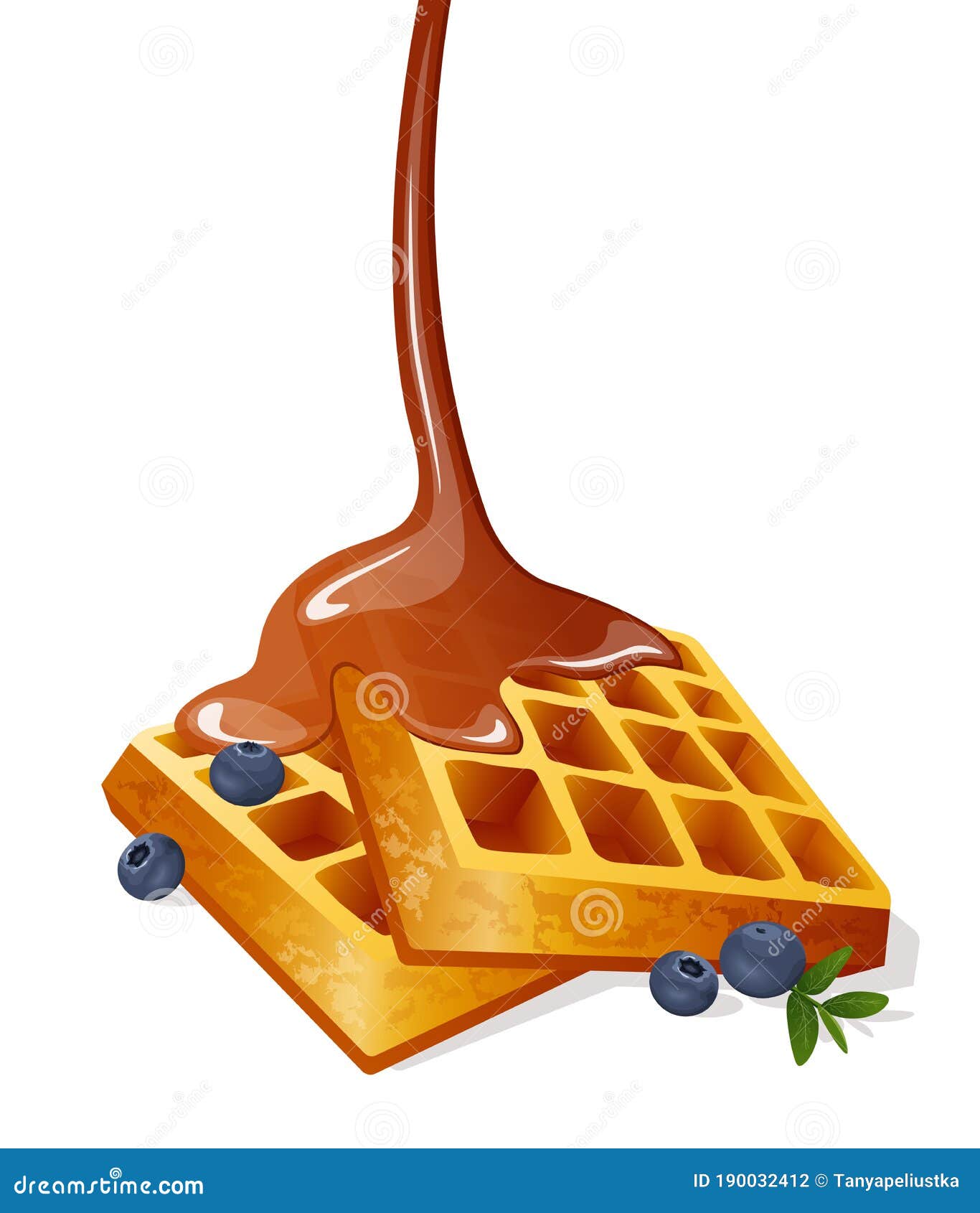 Belgian Waffle with Maple Syrup. Vector Illustration Stock Vector ...
