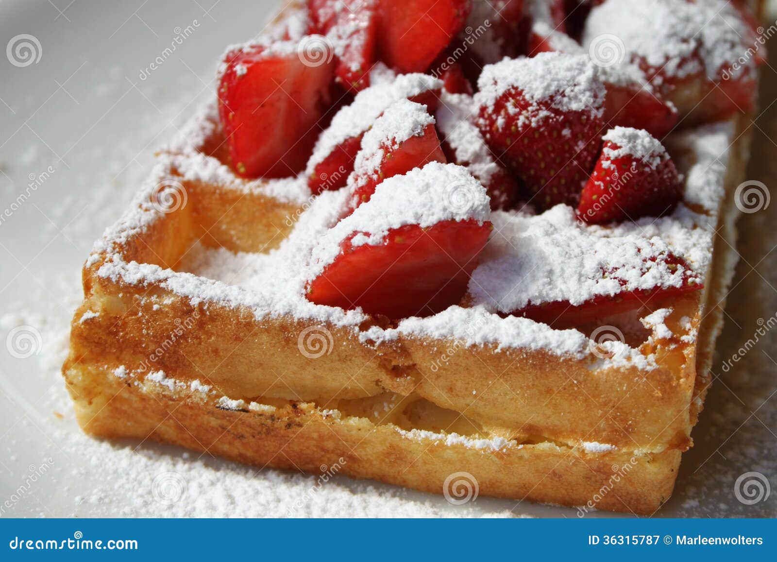 Belgian Waffle and Strawberries Stock Image - Image of dessert ...