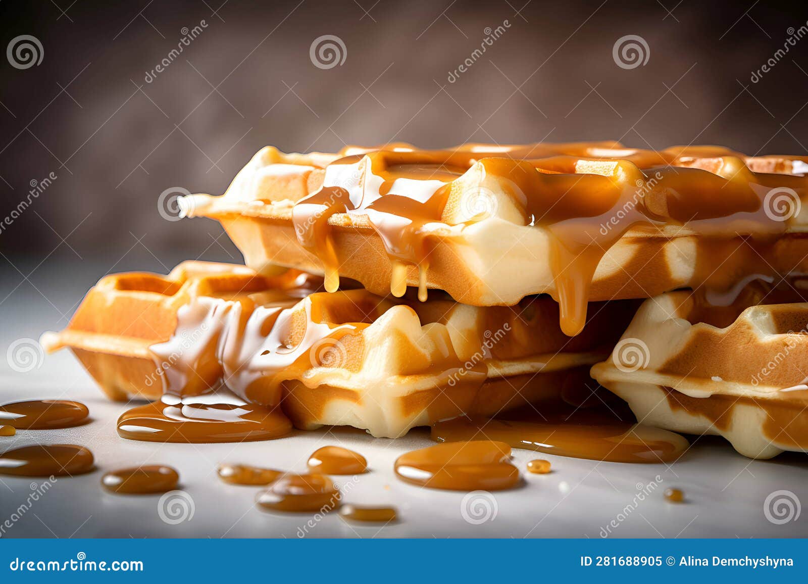 Belgian Waffles with Caramel, Generative AI 2 Stock Illustration - Illustration of kitchen ...