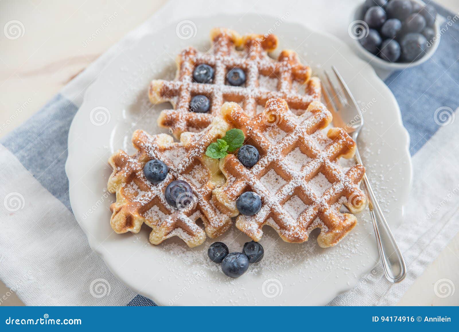 Belgian Waffles with Fresh Fruit Stock Photo - Image of breakfast ...