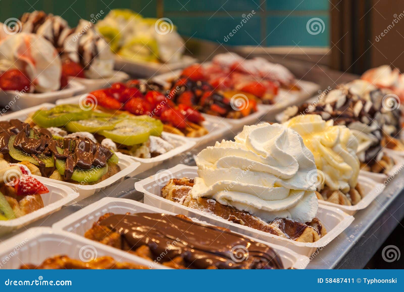 Belgian Waffles with Several Toppings Stock Image - Image of food ...