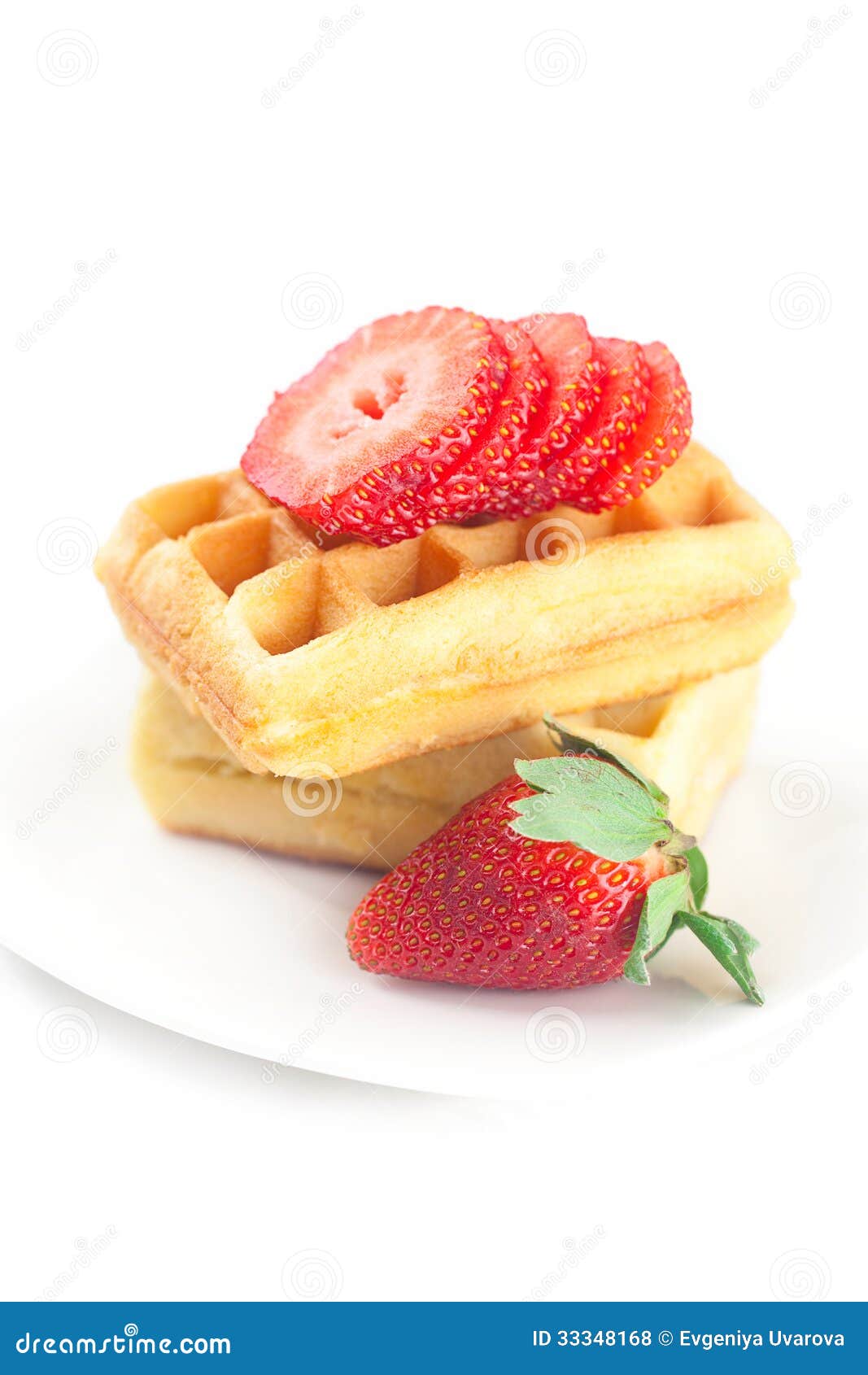 Belgian Waffles and Strawberry Stock Photo - Image of fresh, cutting ...