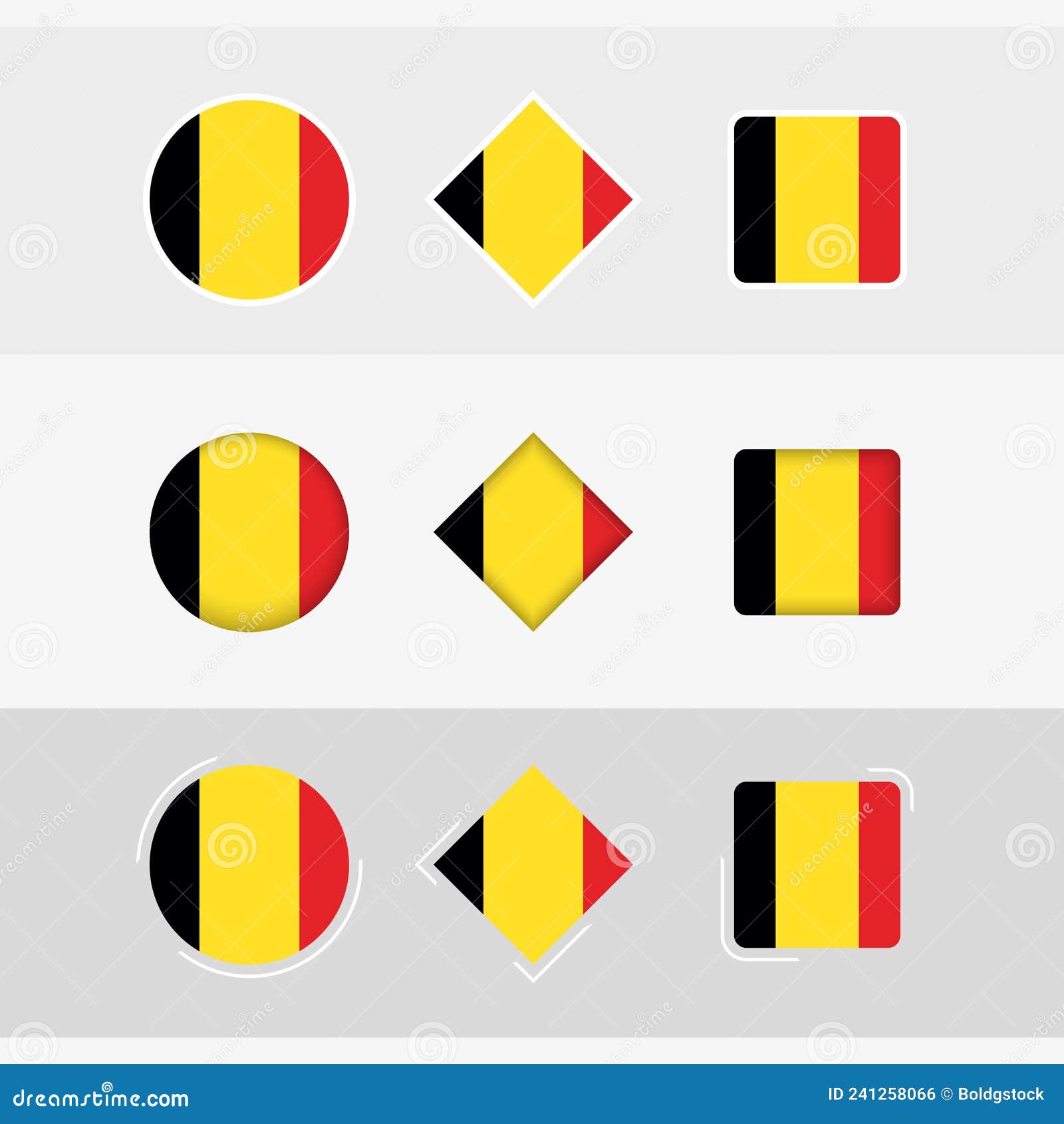 Belgium Flag Icons Set, Vector Flag of Belgium Stock Vector ...