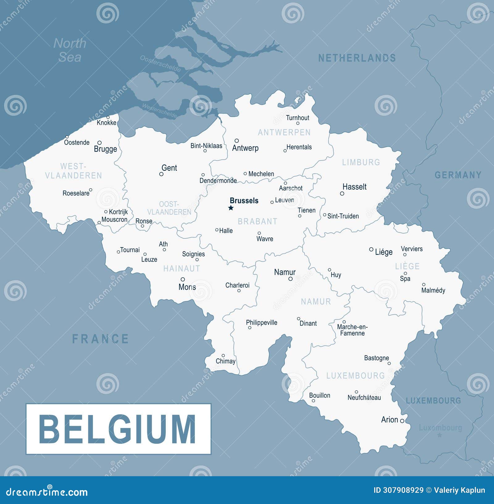 Belgium Map. Detailed Vector Illustration of Belgian Map Stock Vector ...