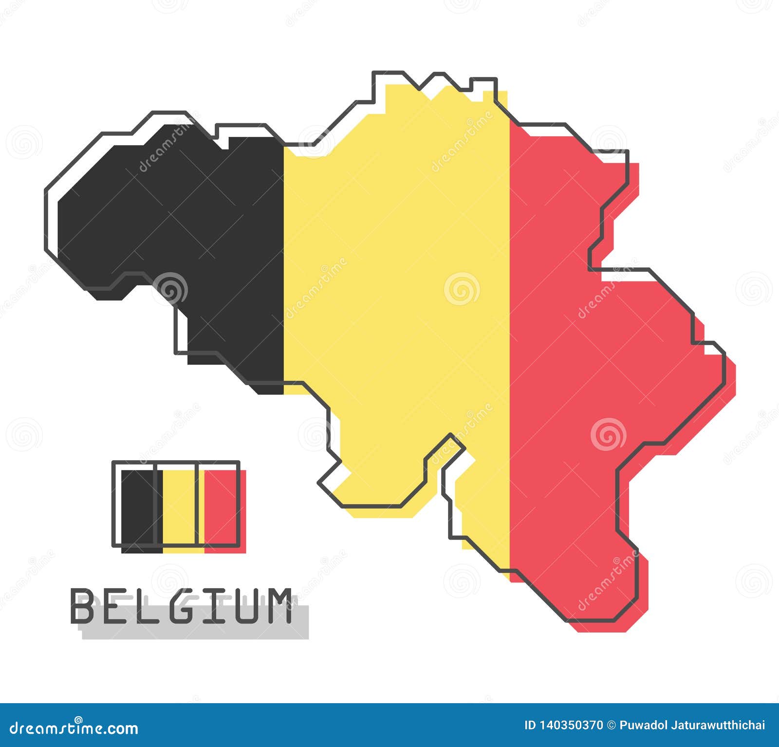 Belgium Map and Flag . Modern Simple Line Cartoon Design Stock Vector ...