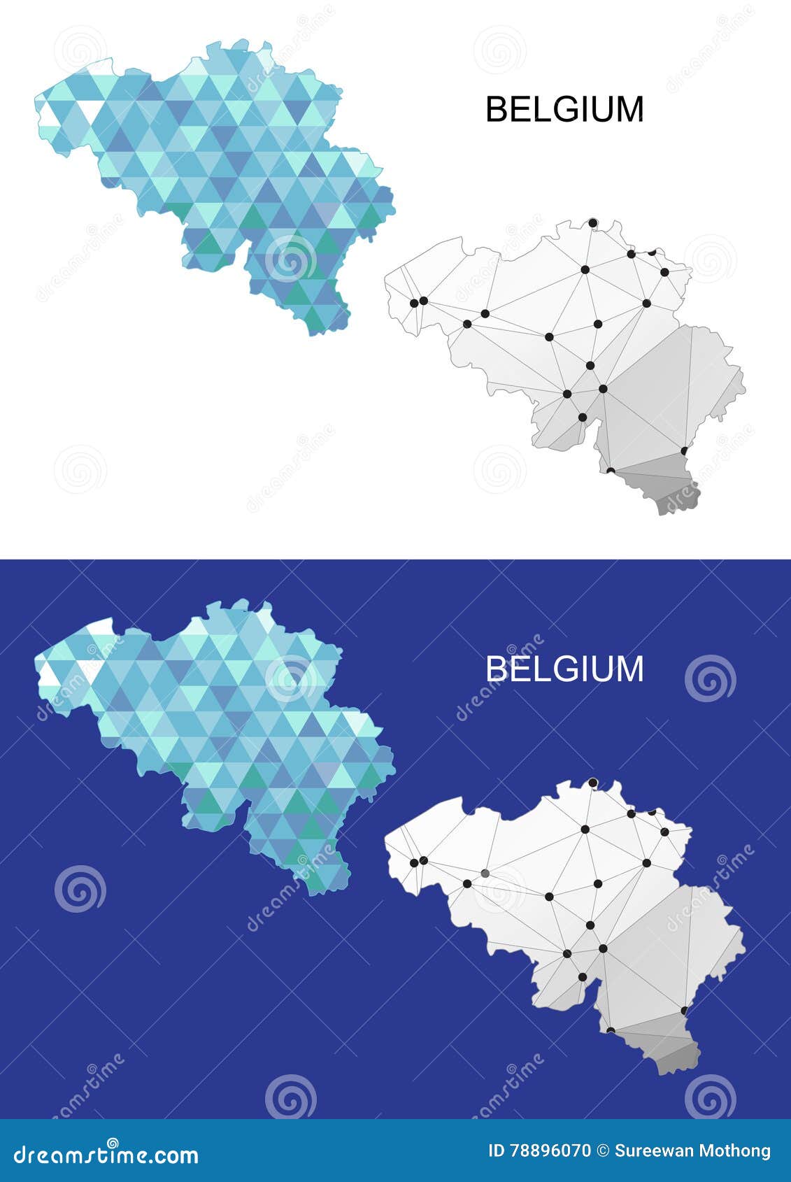 Belgium Map in Geometric Polygonal Style. Abstract Gems Triangle. Stock ...