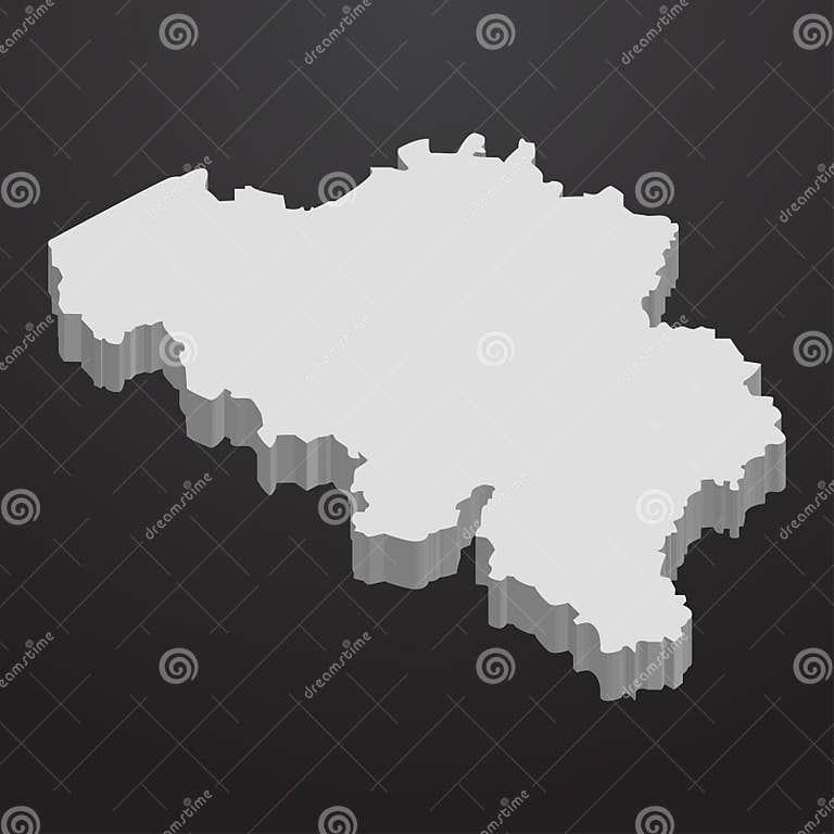 Belgium Map in Gray on a Black Background 3d Stock Vector ...