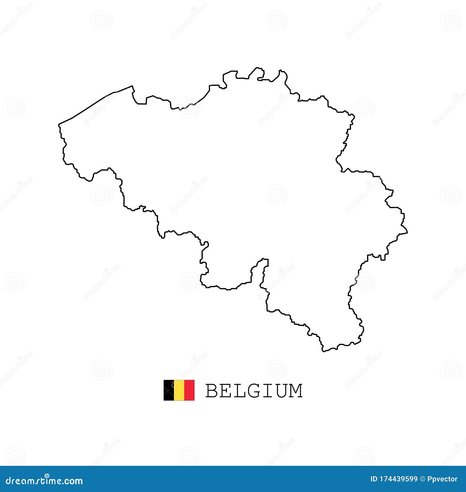 Belgium Map Line, Linear Thin Vector. Belgium Simple Map ...