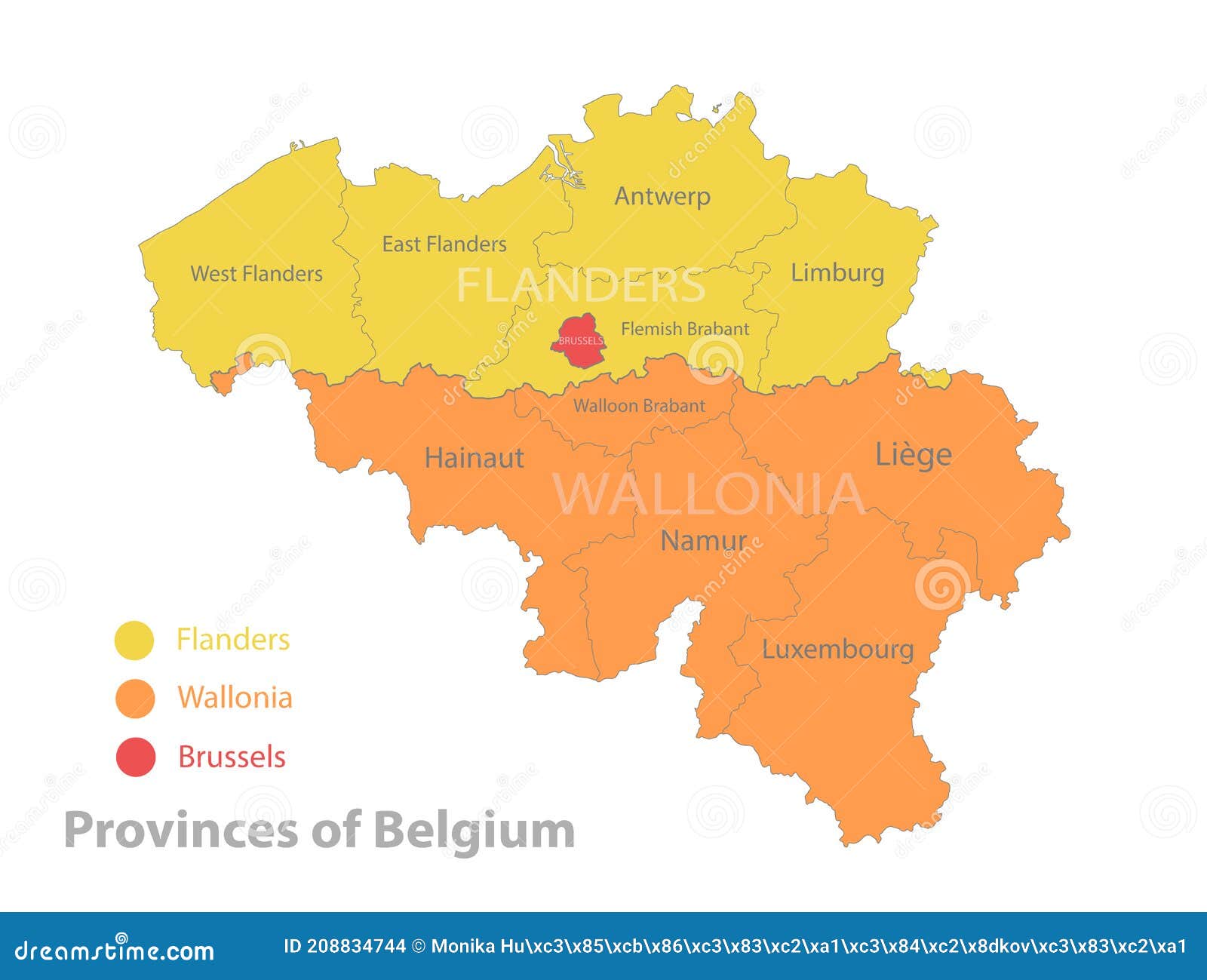 Belgium Map Provinces Of Belgium Separates Regions And Names Color Map ...
