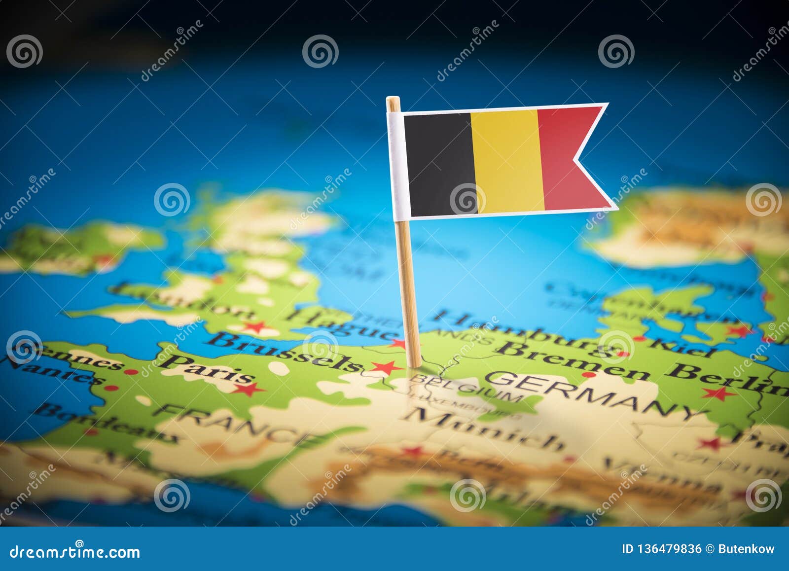 Belgium Marked with a Flag on the Map Editorial Photo - Image of ...