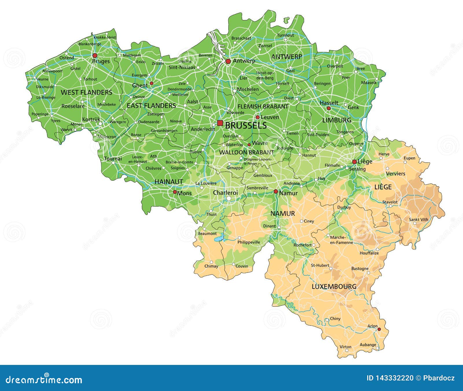 Benelux Physical Map Vector Illustration | CartoonDealer.com #118782044