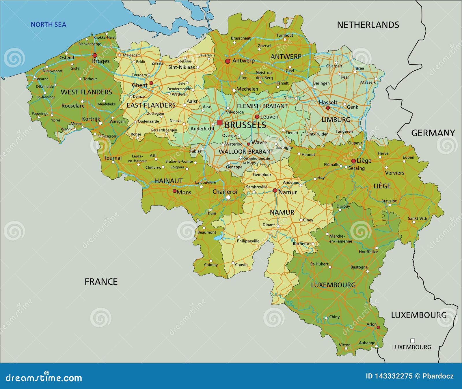 Political Map Of Belgium With Names Royalty-Free Stock Photography ...