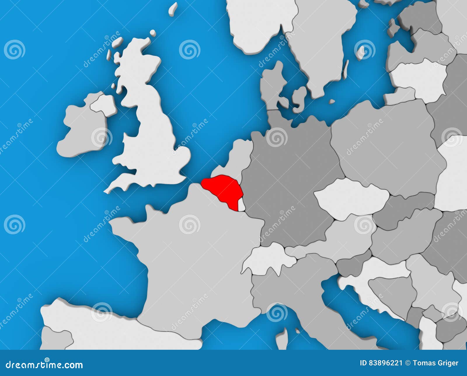 Belgium in red on globe stock illustration. Illustration of belgium ...