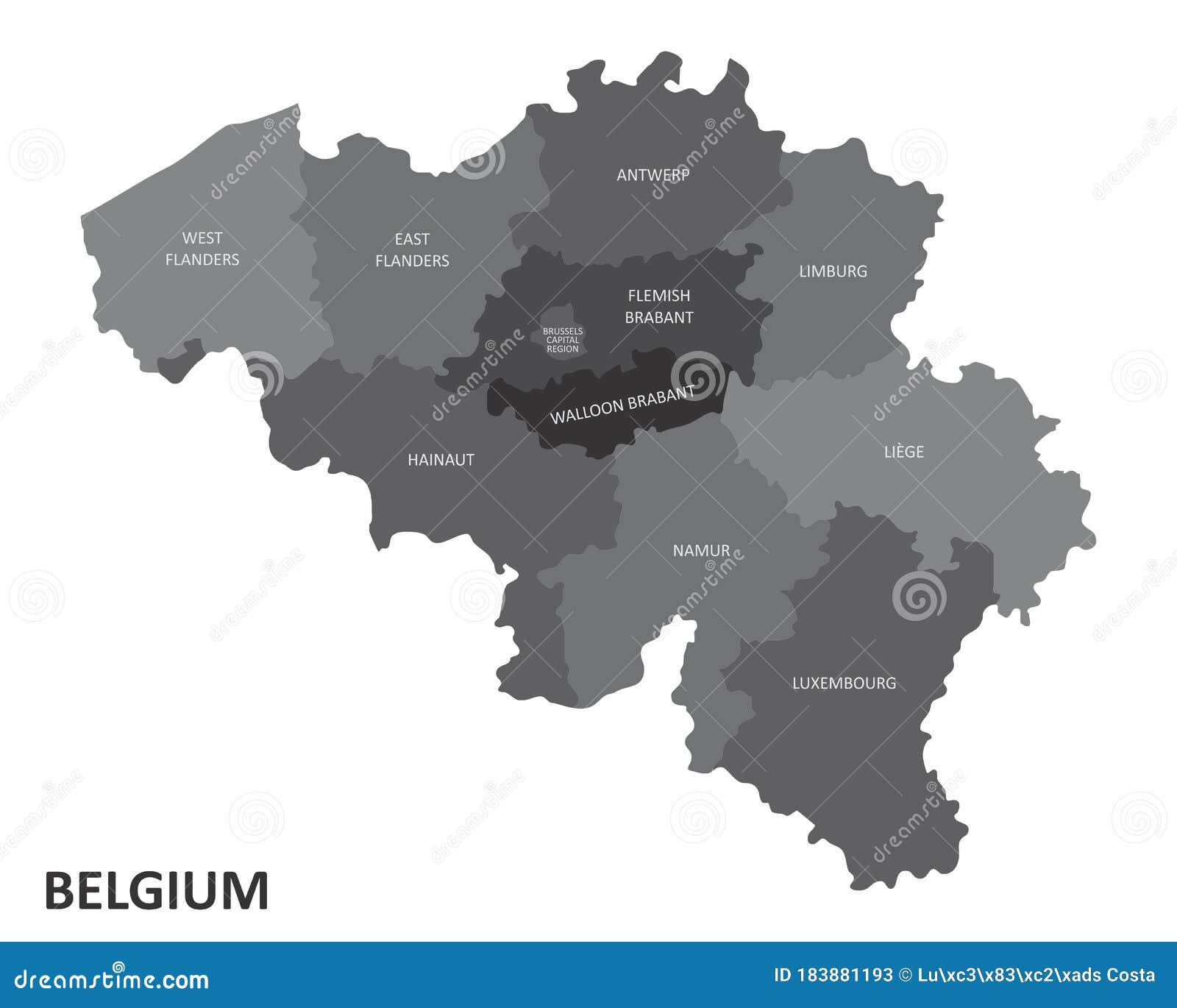 Belgium regions map stock illustration. Illustration of design - 183881193