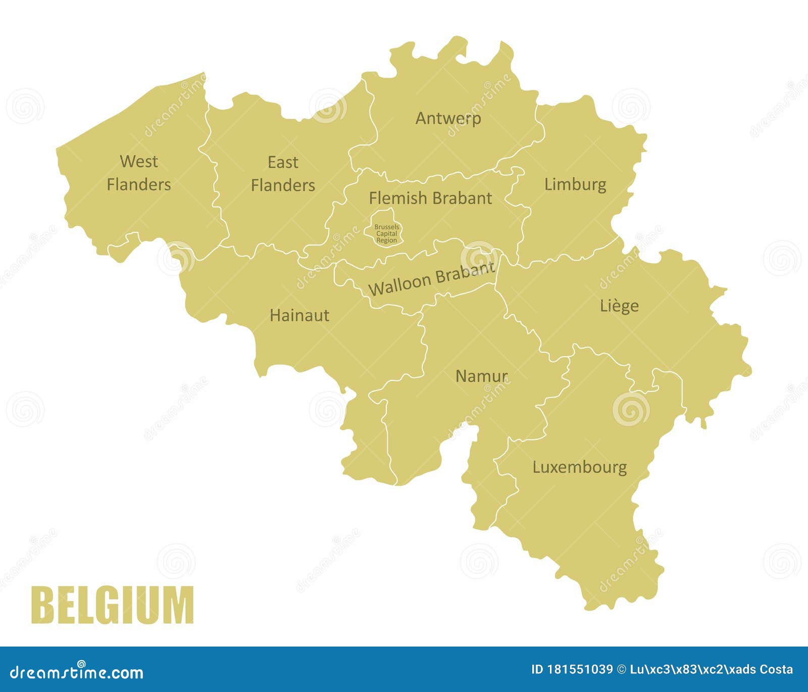 Belgium regions map stock illustration. Illustration of symbol - 181551039
