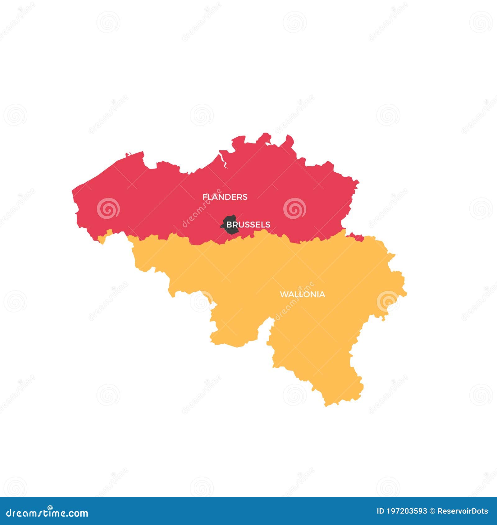 Belgium Regions Map stock vector. Illustration of country - 197203593