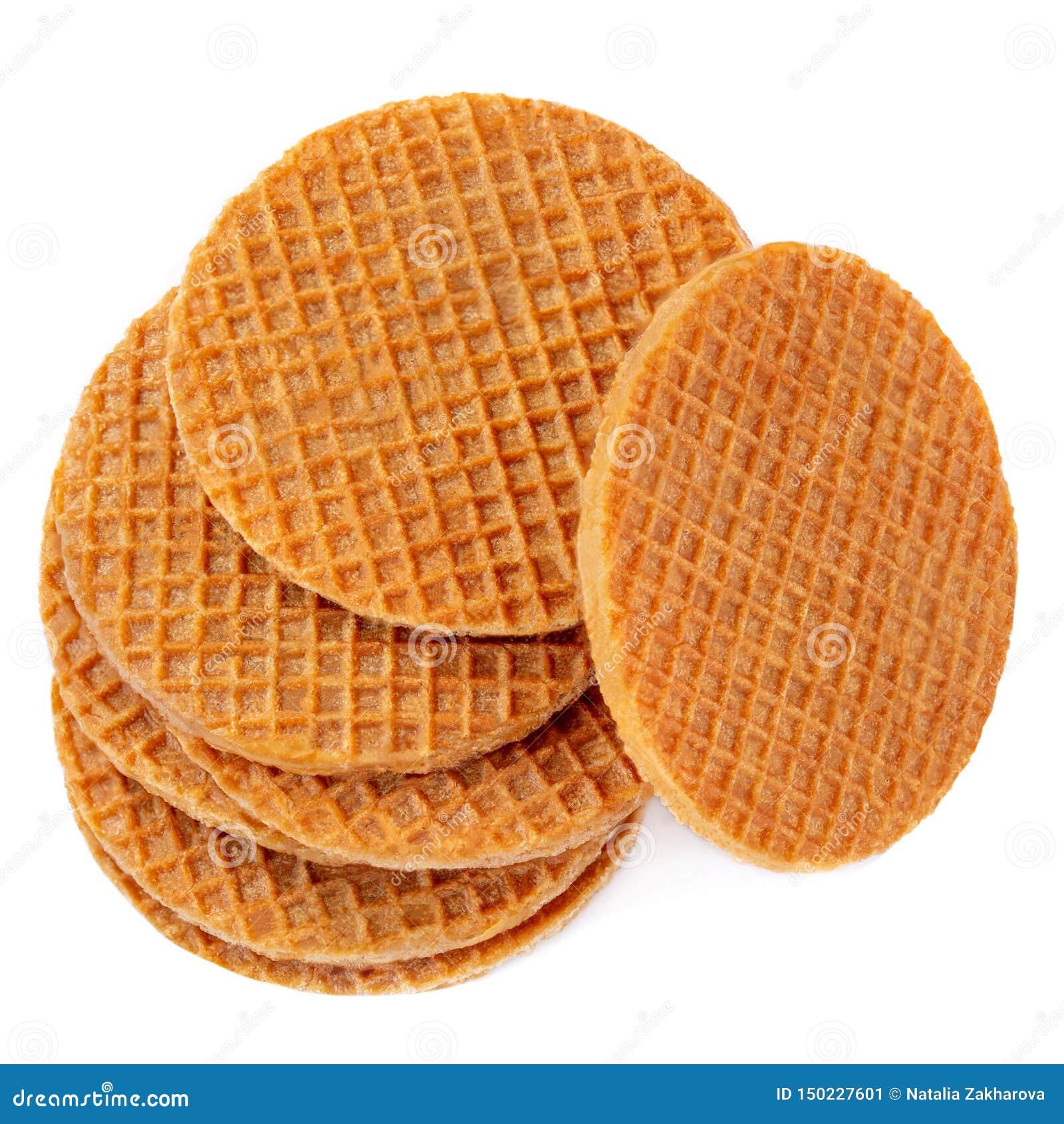 Belgium Round Waffles Isolated on White Background. Stack of Dutch ...