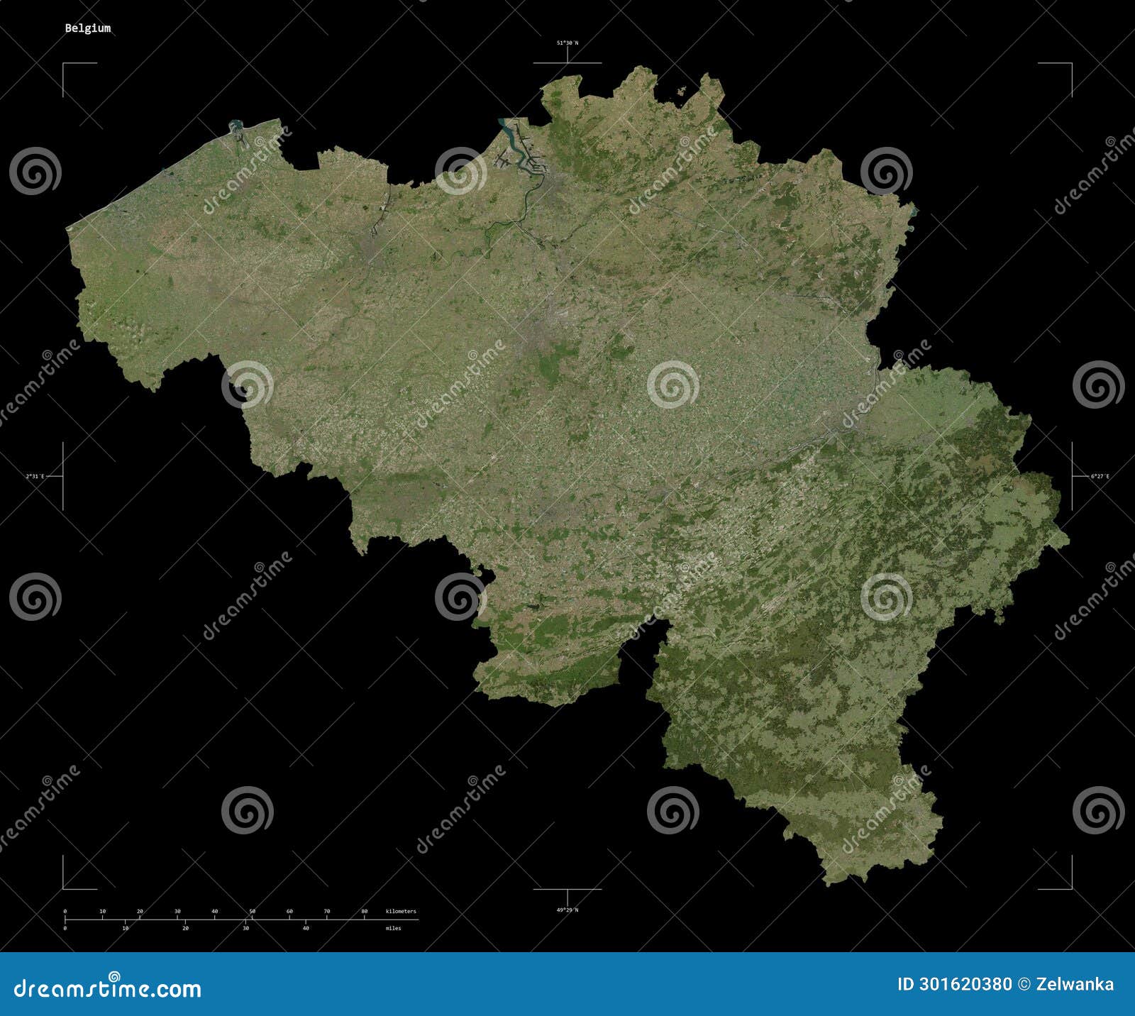 Belgium Shape on Black. High-res Satellite Stock Illustration ...