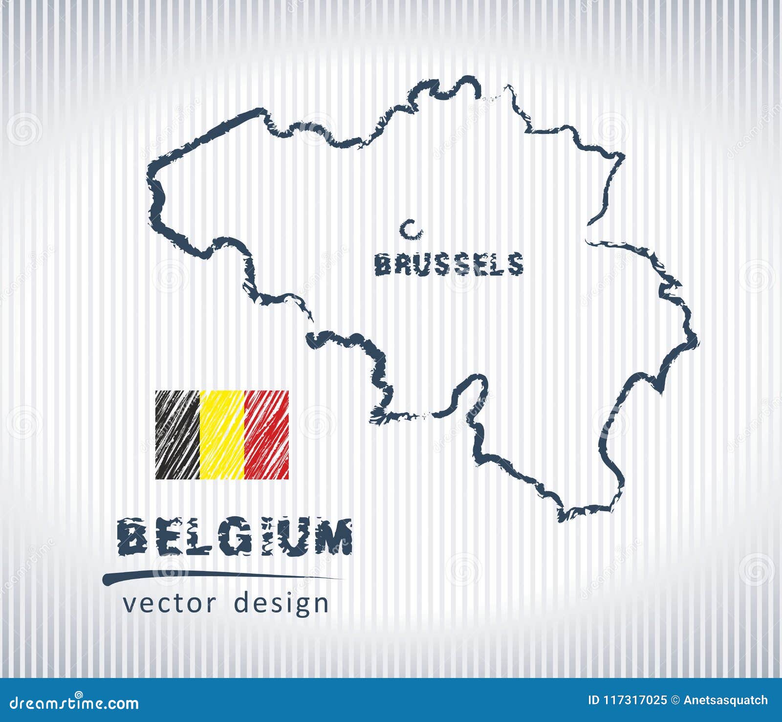 Belgium Vector Chalk Drawing Map Isolated on a White Background Stock ...