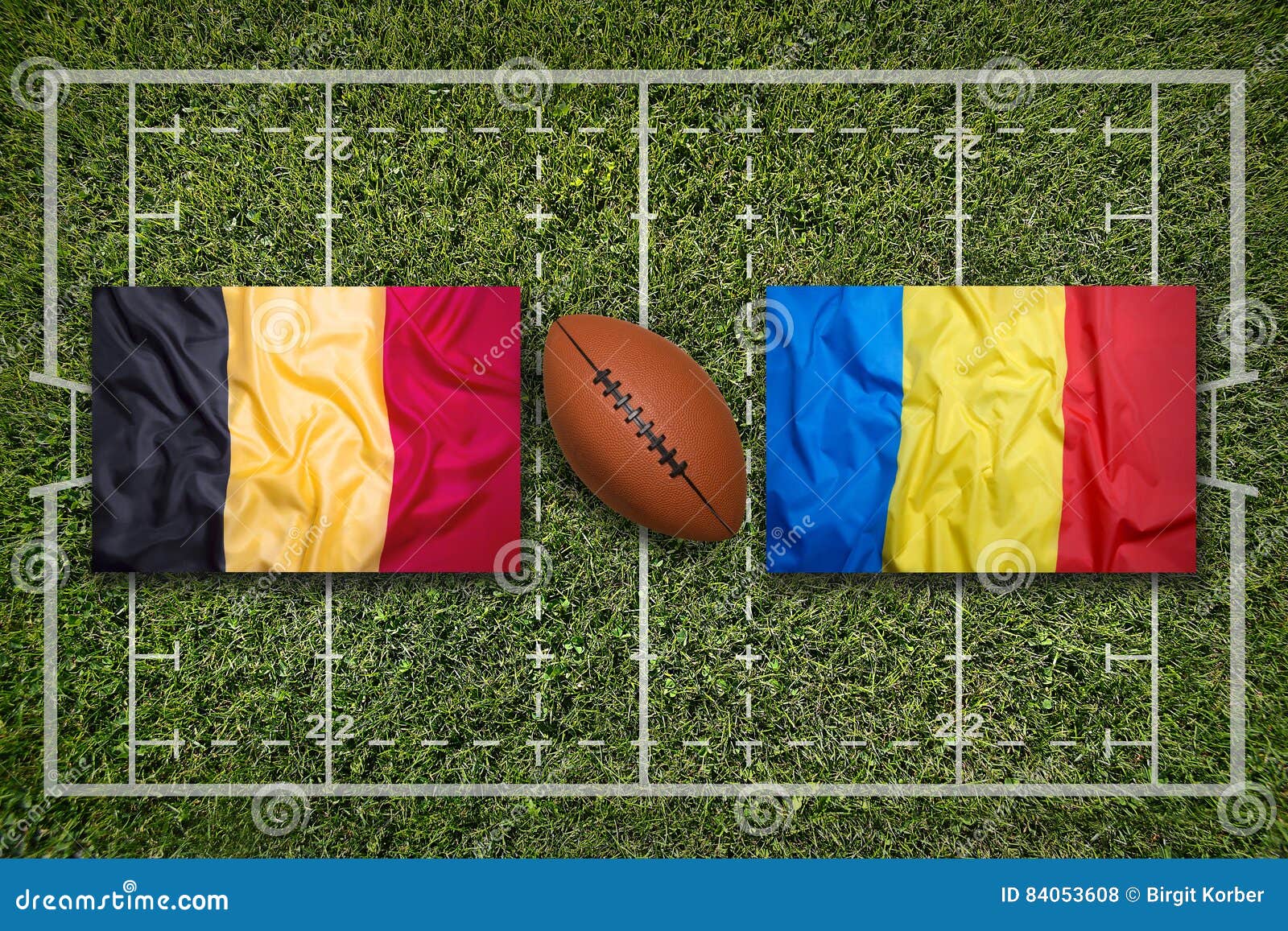 Belgium Vs. Romania Flags on Rugby Field Stock Photo - Image of sports ...